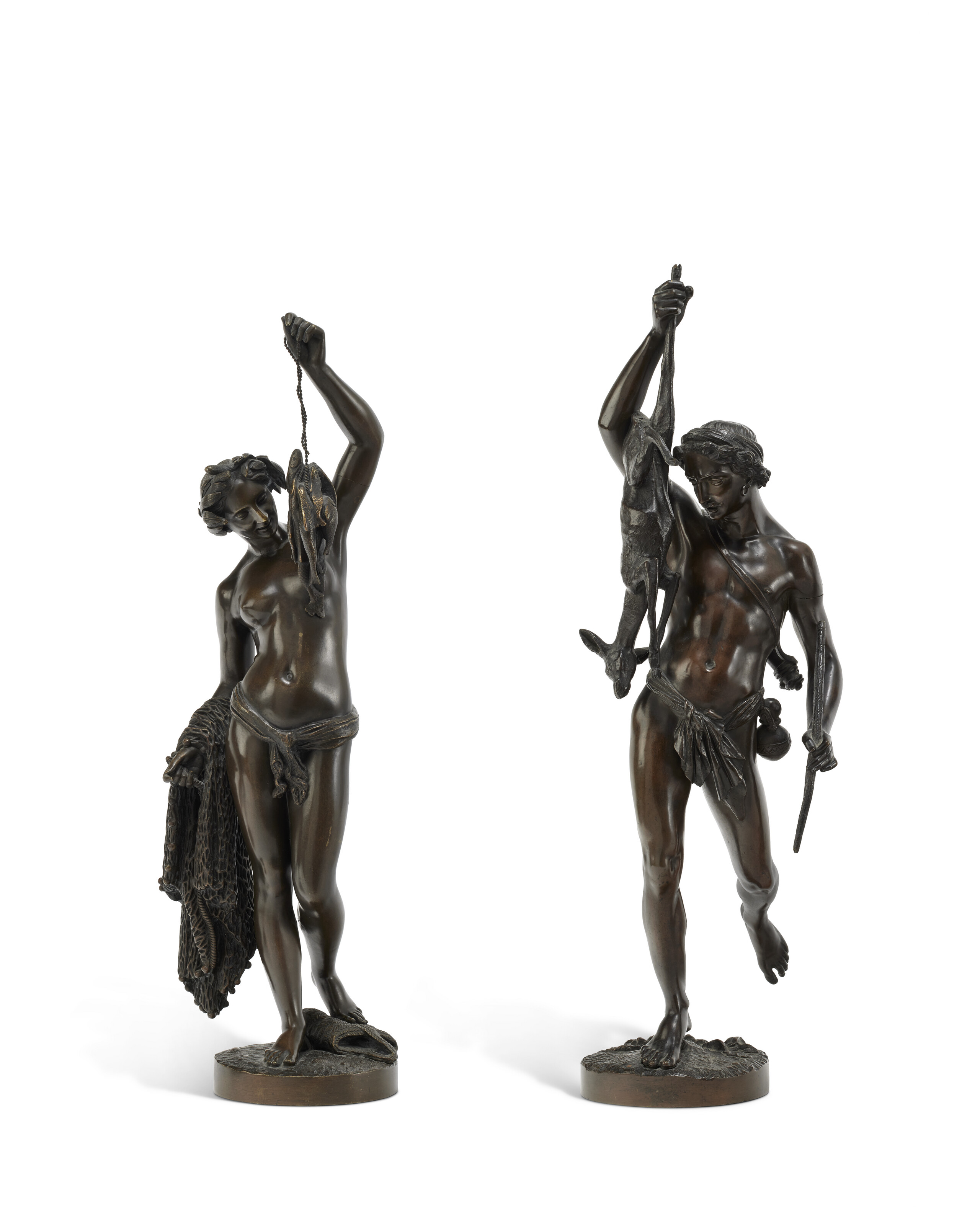JAMES PRADIER (1790-1852), Allégories de la Chasse et de la Pêche ...