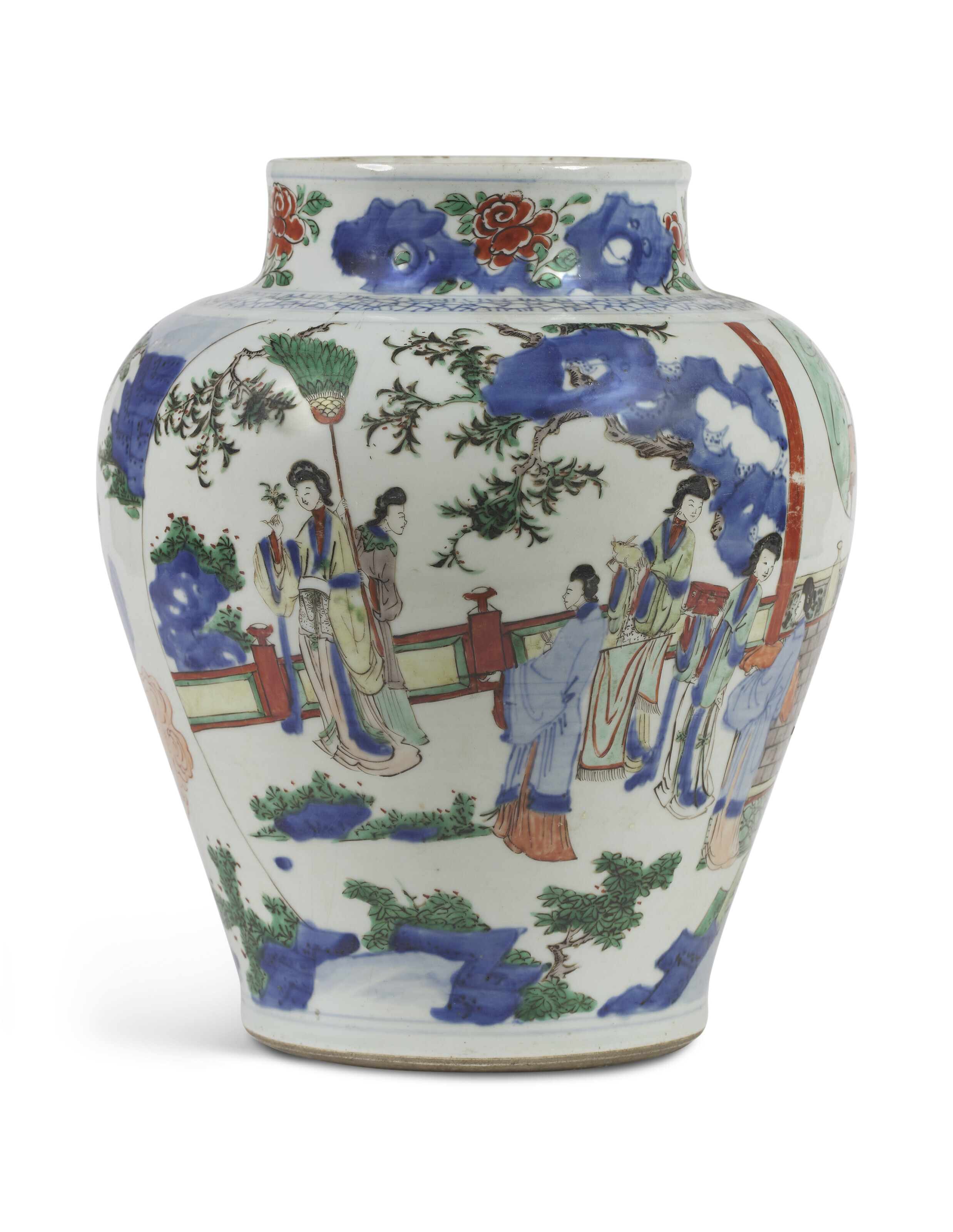 A WUCAI 'NARRATIVE' JAR, CHINA, TRANSITIONAL PERIOD, MID-17TH CENTURY ...