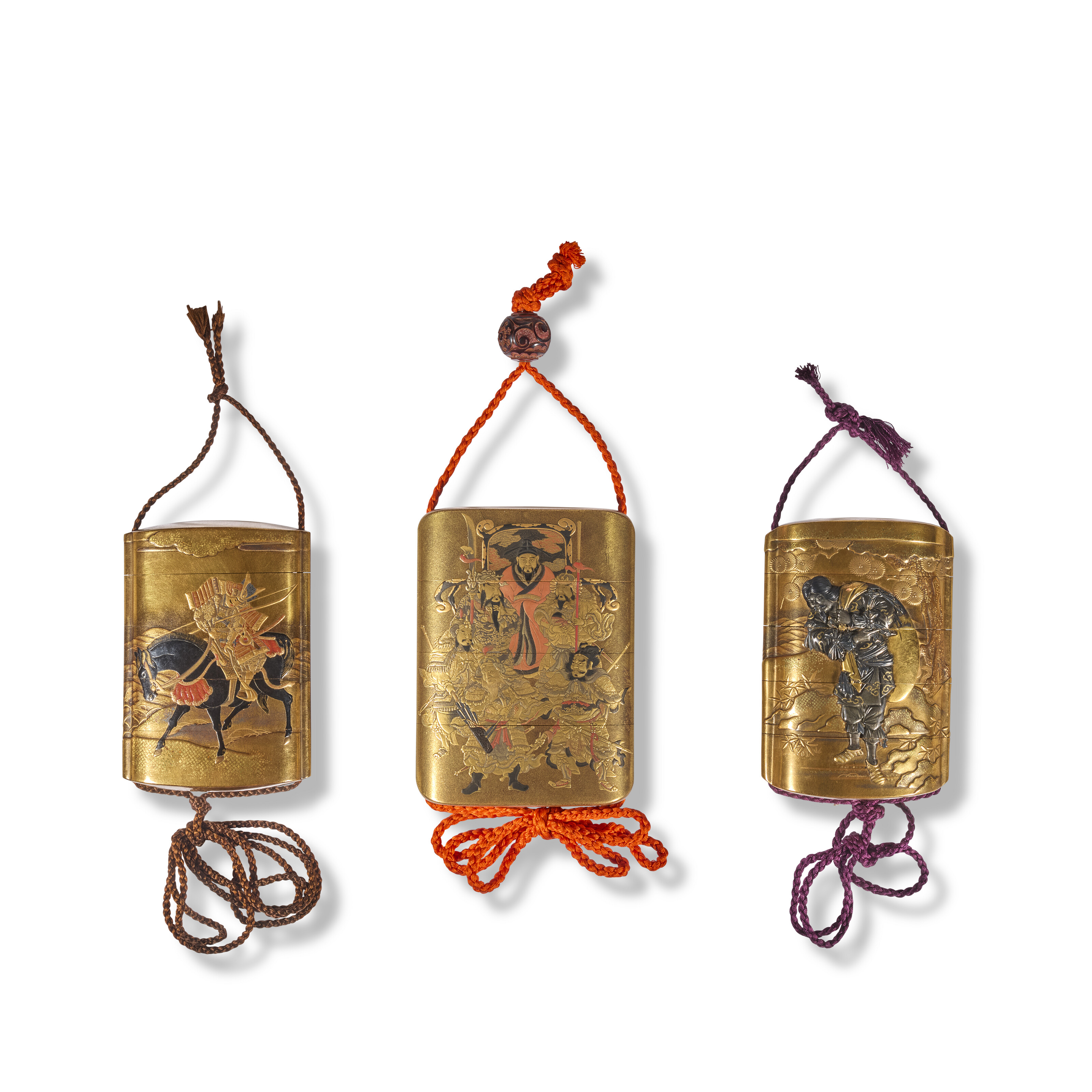THREE FOUR-CASE LACQUER INROS, JAPAN, EDO PERIOD, 18TH CENTURY, SIGNED ...
