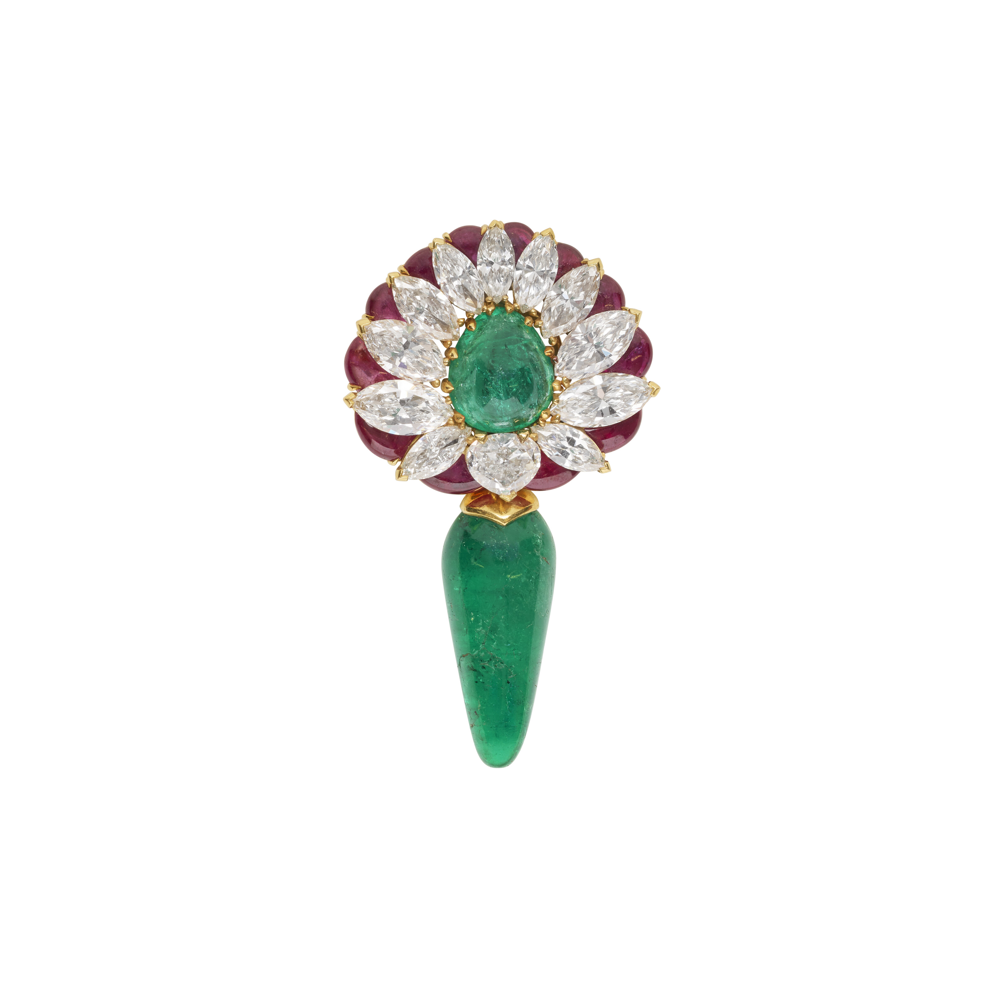 MARINA B BROCHE TRANSFORMABLE ÉMERAUDES, RUBIS ET DIAMANTS 'MARCELLA ...