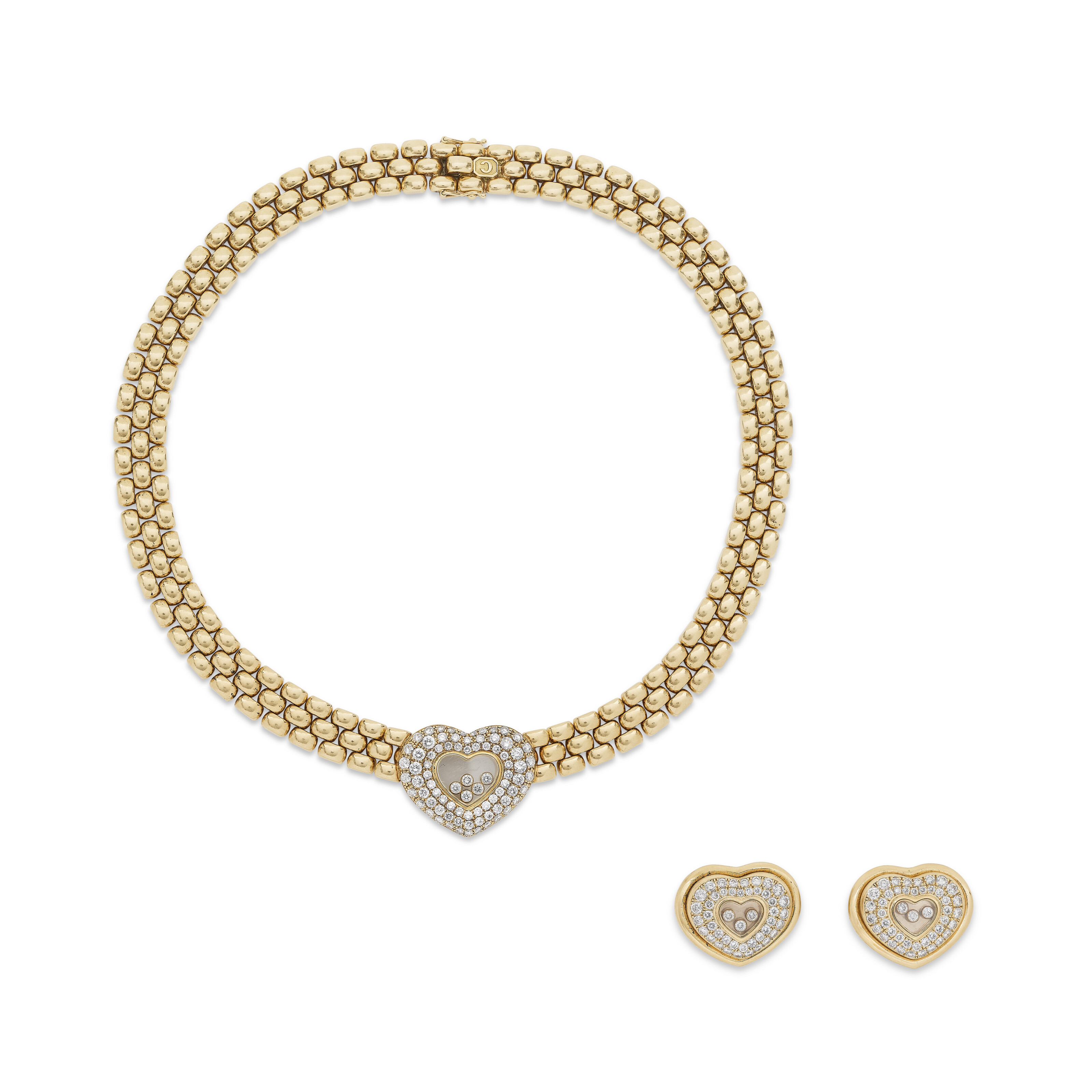CHOPARD COLLIER DIAMANTS ‘HAPPY DIAMONDS’, ACCOMPAGNÉ D'UNE PAIRE DE ...