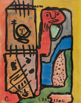 Gaston Chaissac (1910-1964), Composition aux deux visages, structurée ...