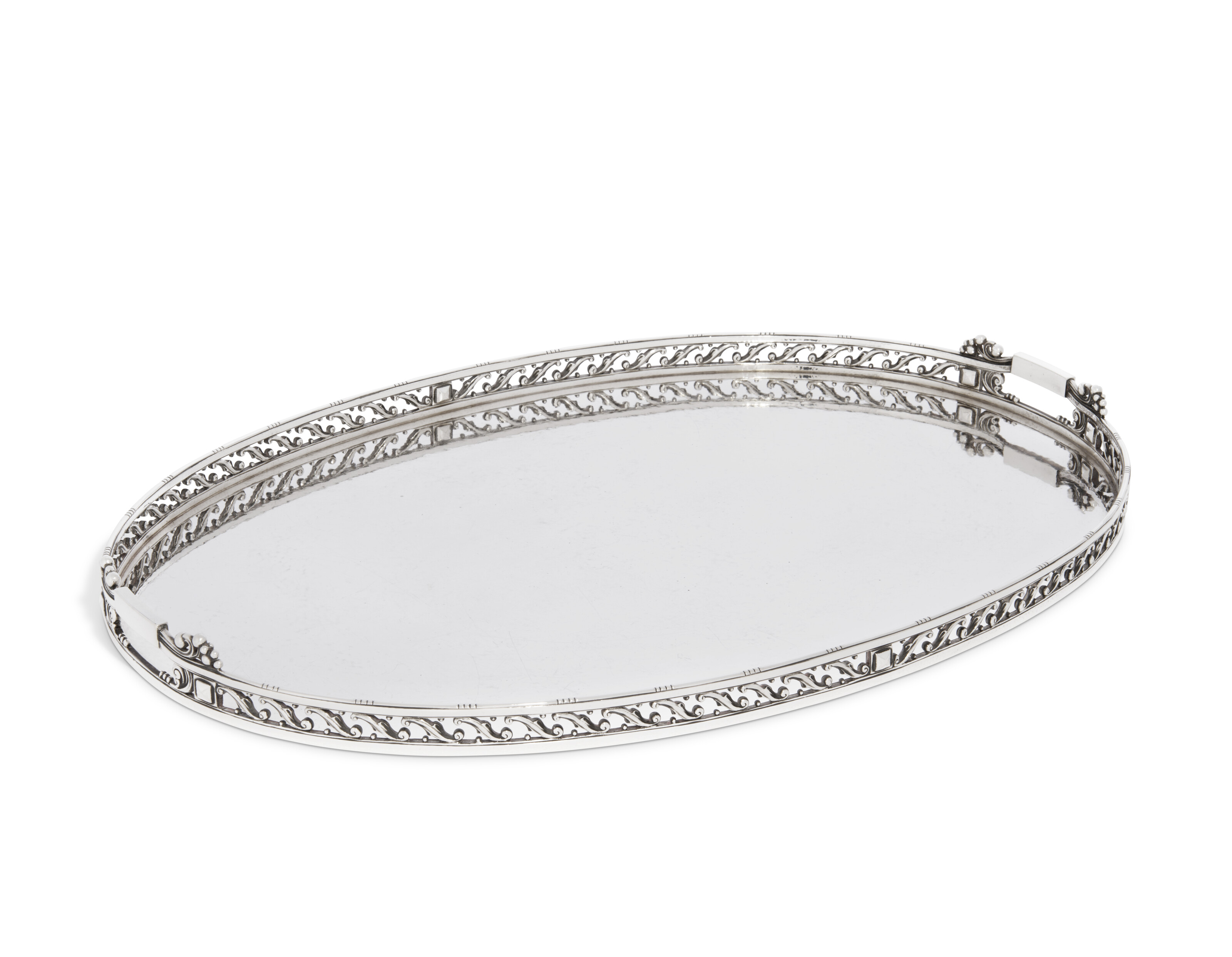 A DANISH SILVER TRAY, MARK OF GEORG JENSEN, COPENHAGEN, AFTER 1945 ...