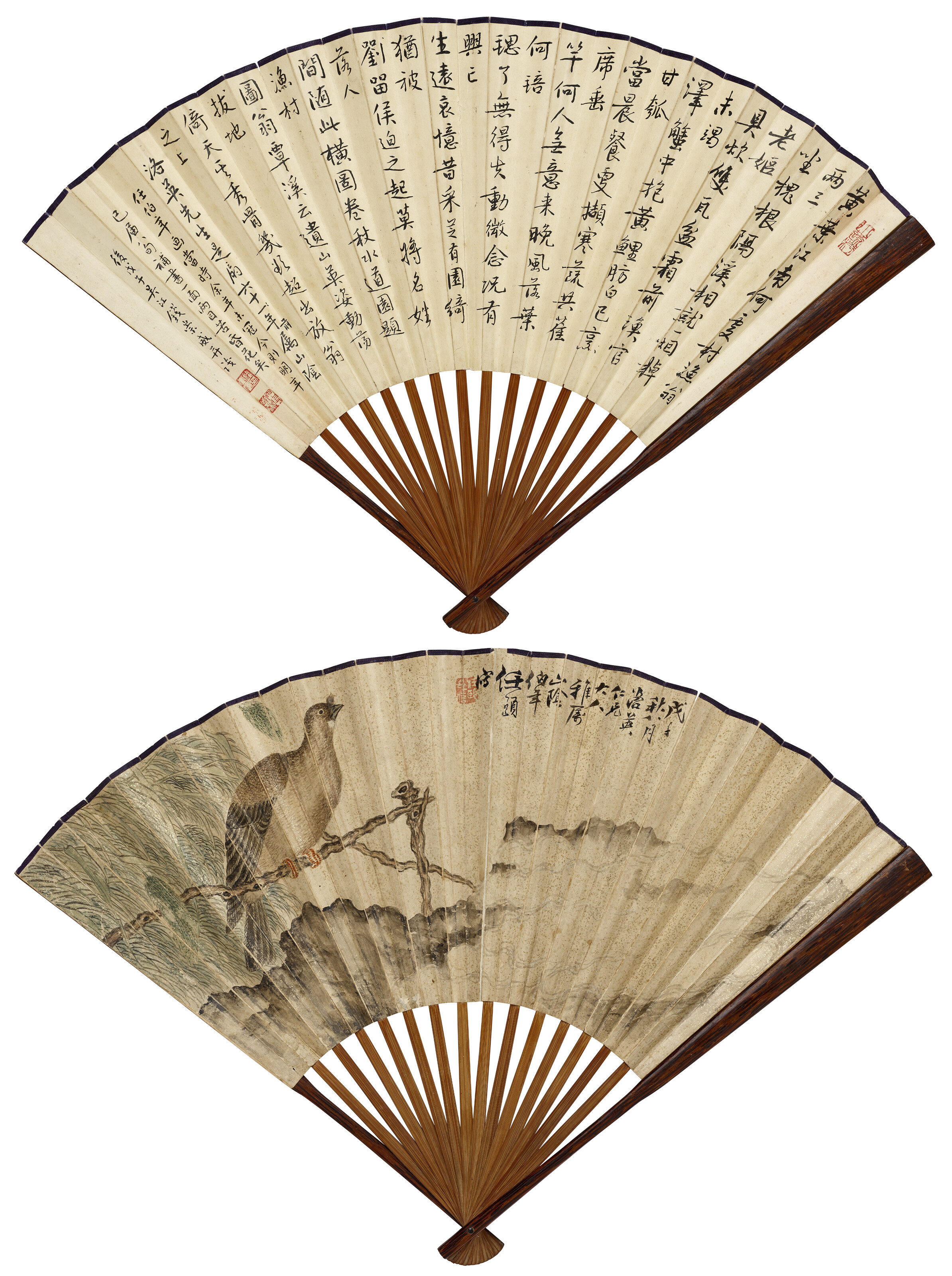 REN YI (REN BONIAN, 1840-1895) / QIAN CHONGWEI (1870-1968), Bird on ...