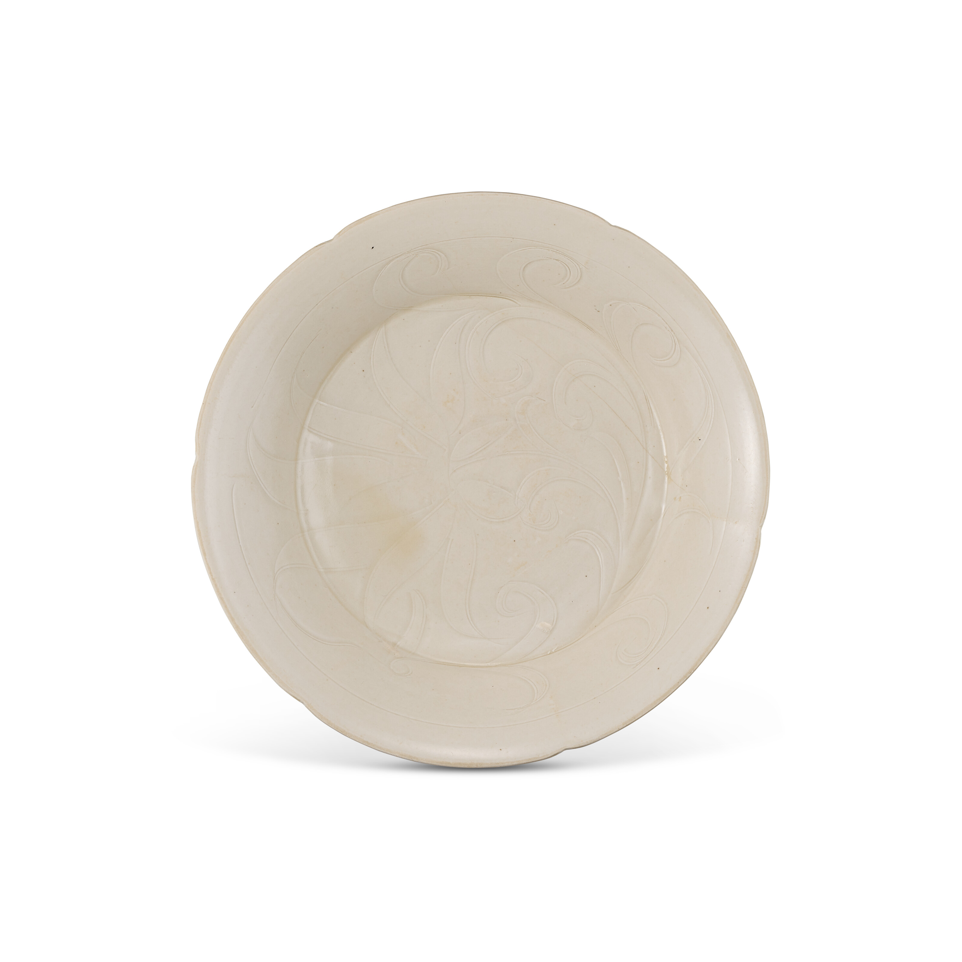 A DING WHITE-GLAZED CARVED 'DAYLILY' HEXAFOIL DISH, NORTHERN SONG-JIN ...
