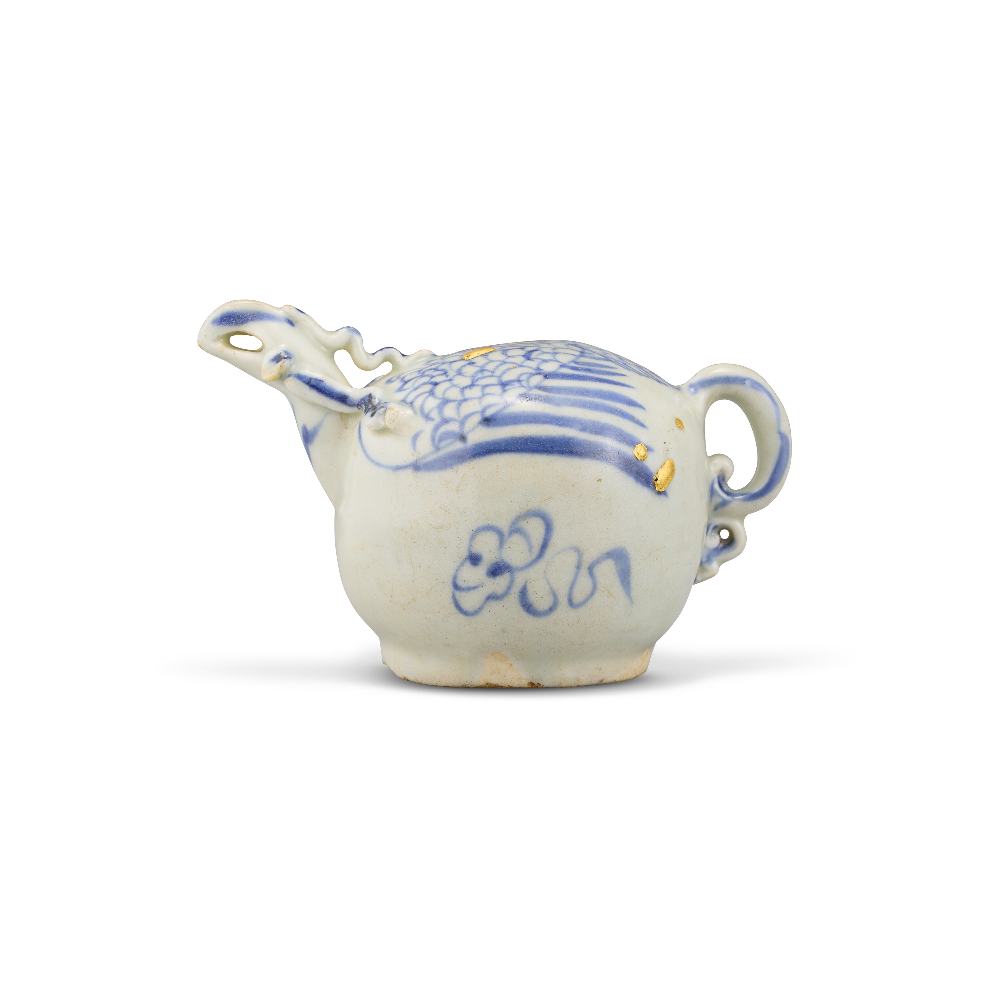 A BLUE AND WHITE 'PHOENIX' WATER DROPPER, YUAN DYNASTY (1279-1368 ...