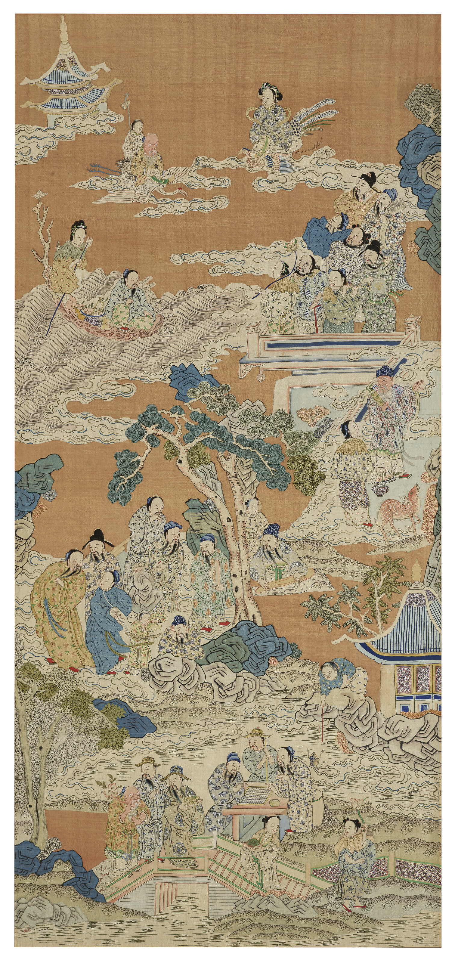 A LARGE KESI PANEL DEPICTING XIWANGMU AND THE DAOIST IMMORTALS, QING ...