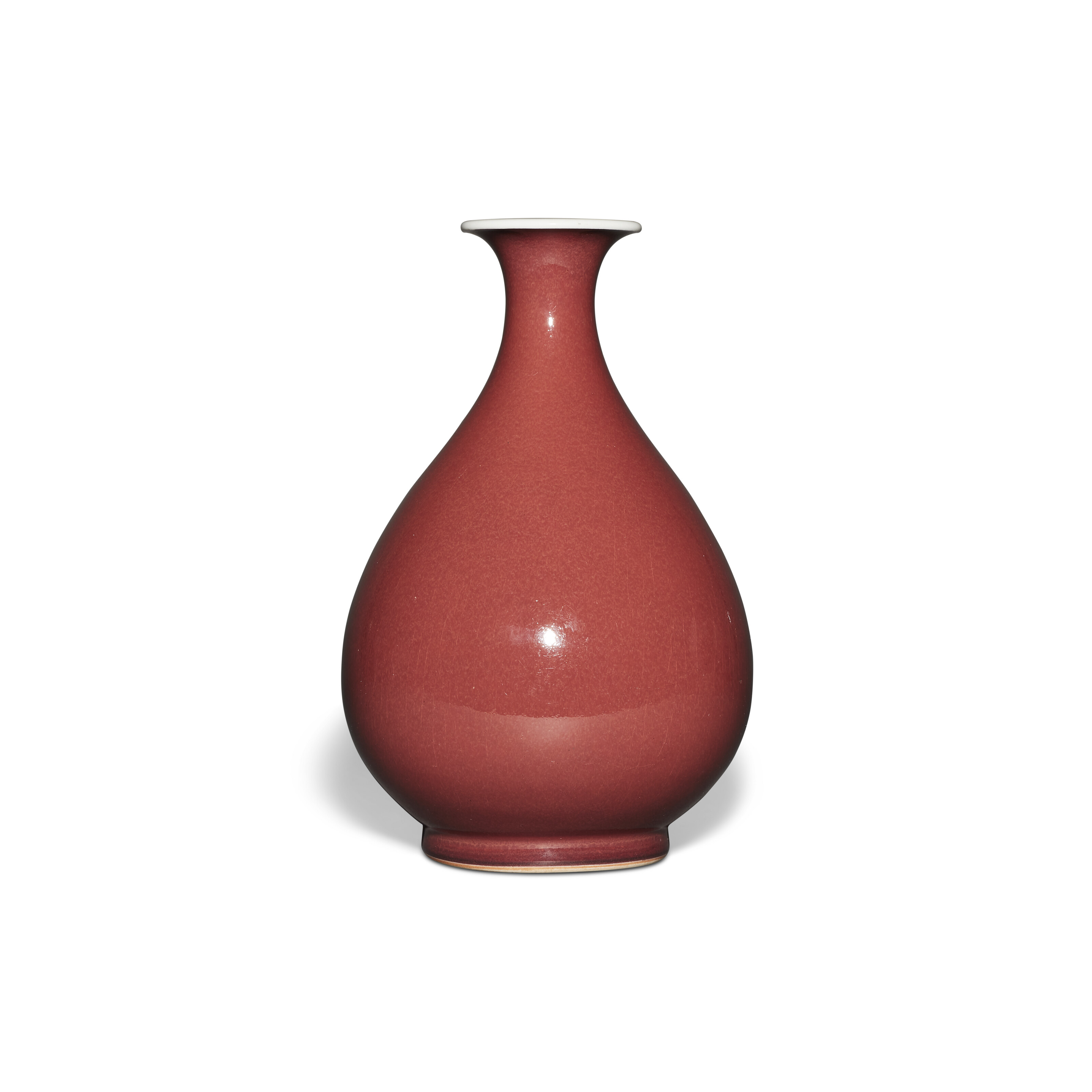 A COPPER-RED GLAZED PEAR-SHAPED VASE, YUHUCHUNPING, QING DYNASTY (1644 ...