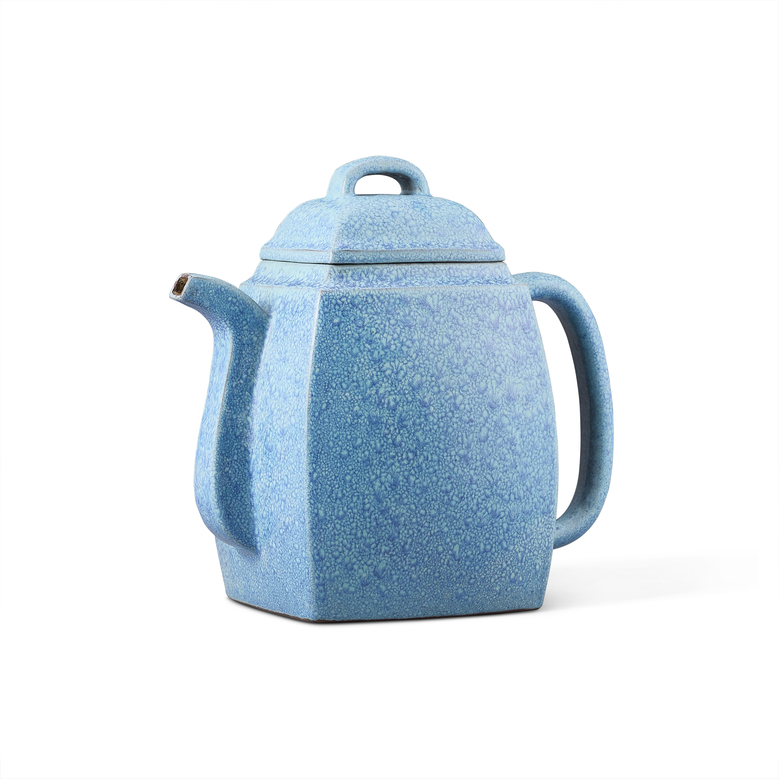 A YIXING ROBIN’S EGG-GLAZED TEAPOT AND COVER, QING DYNASTY, 18TH ...