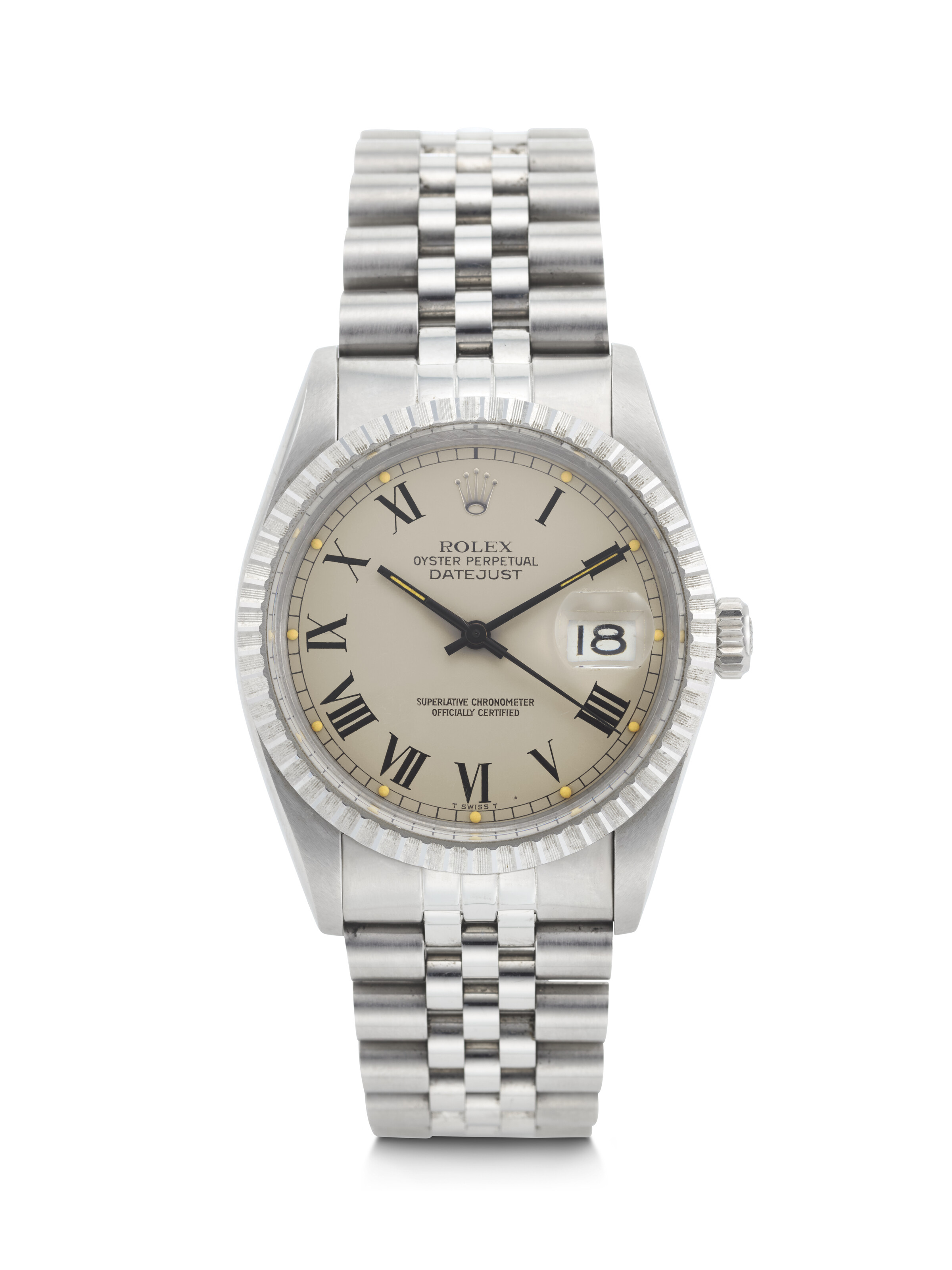 ROLEX, WELL-PRESERVED AND ATTRACTIVE STAINLESS STEEL 'DATEJUST' WITH ...