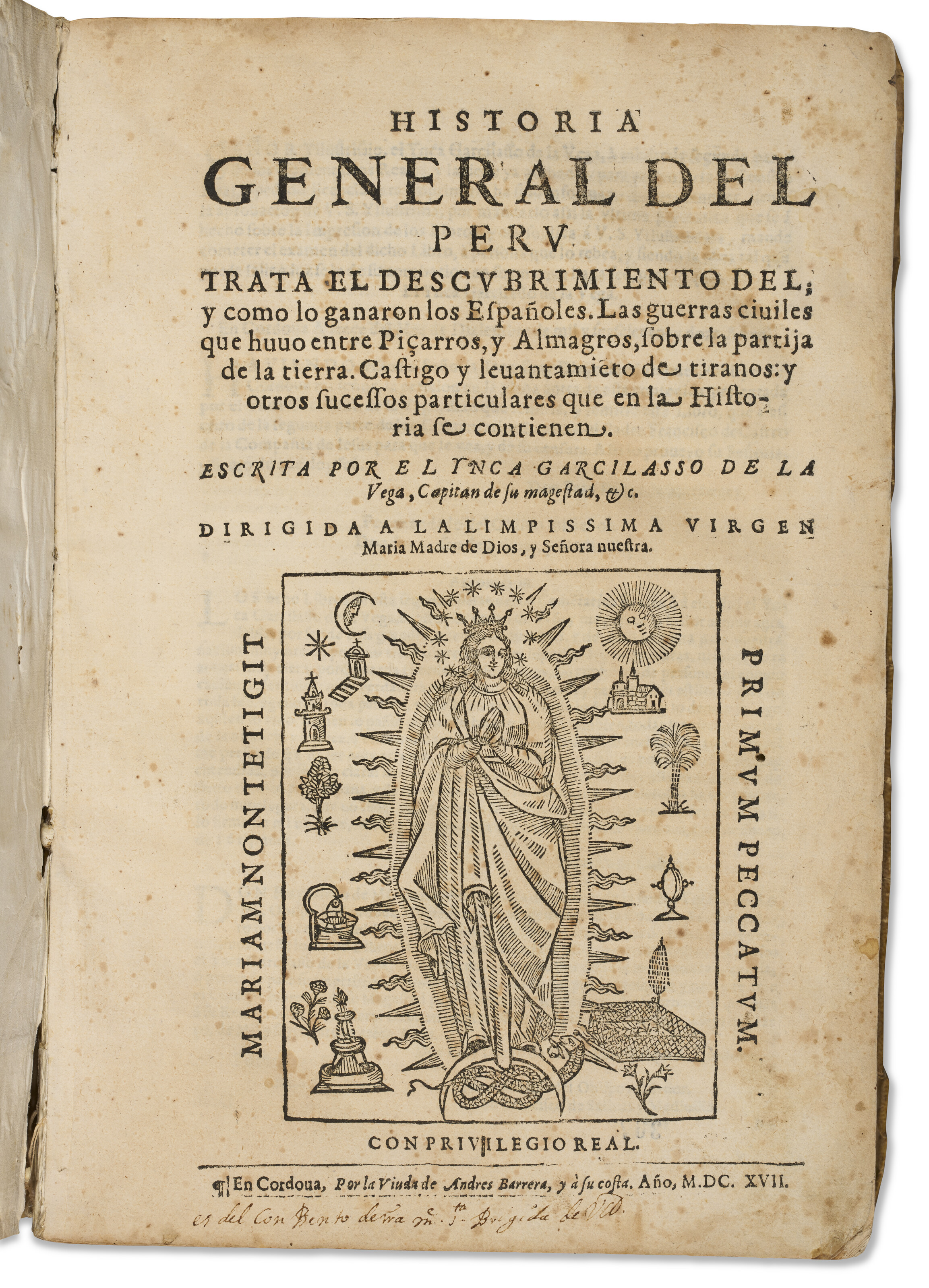 Historia general del Perú, Inca Garcilaso de la Vega, 1617 | Christie’s