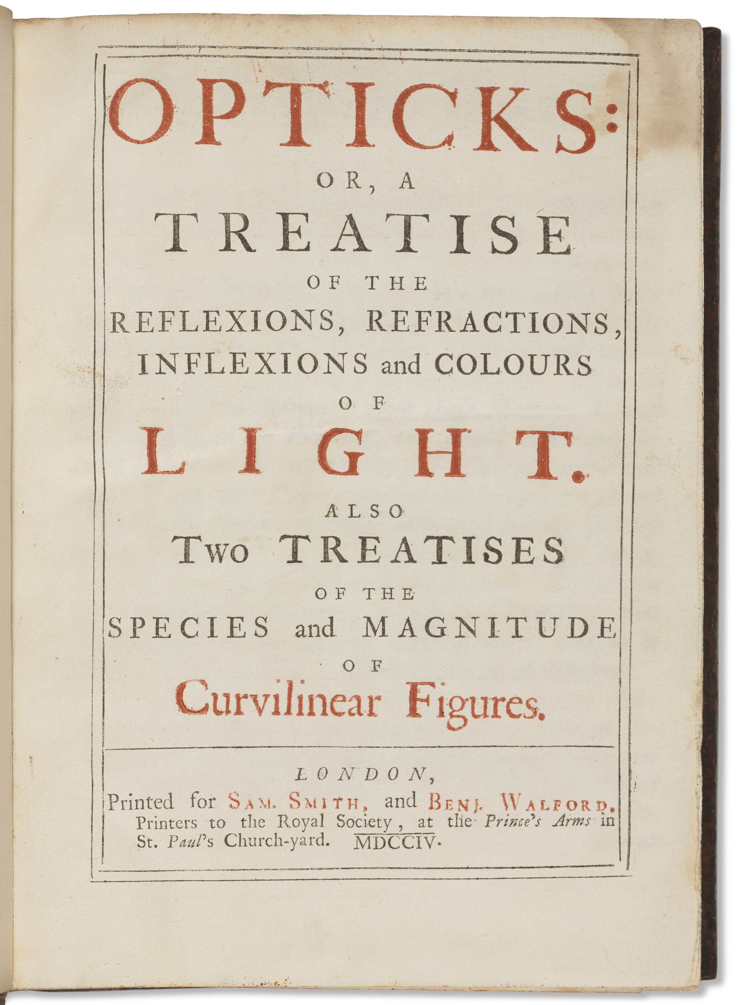 Opticks, Isaac Newton, 1704 | Christie’s