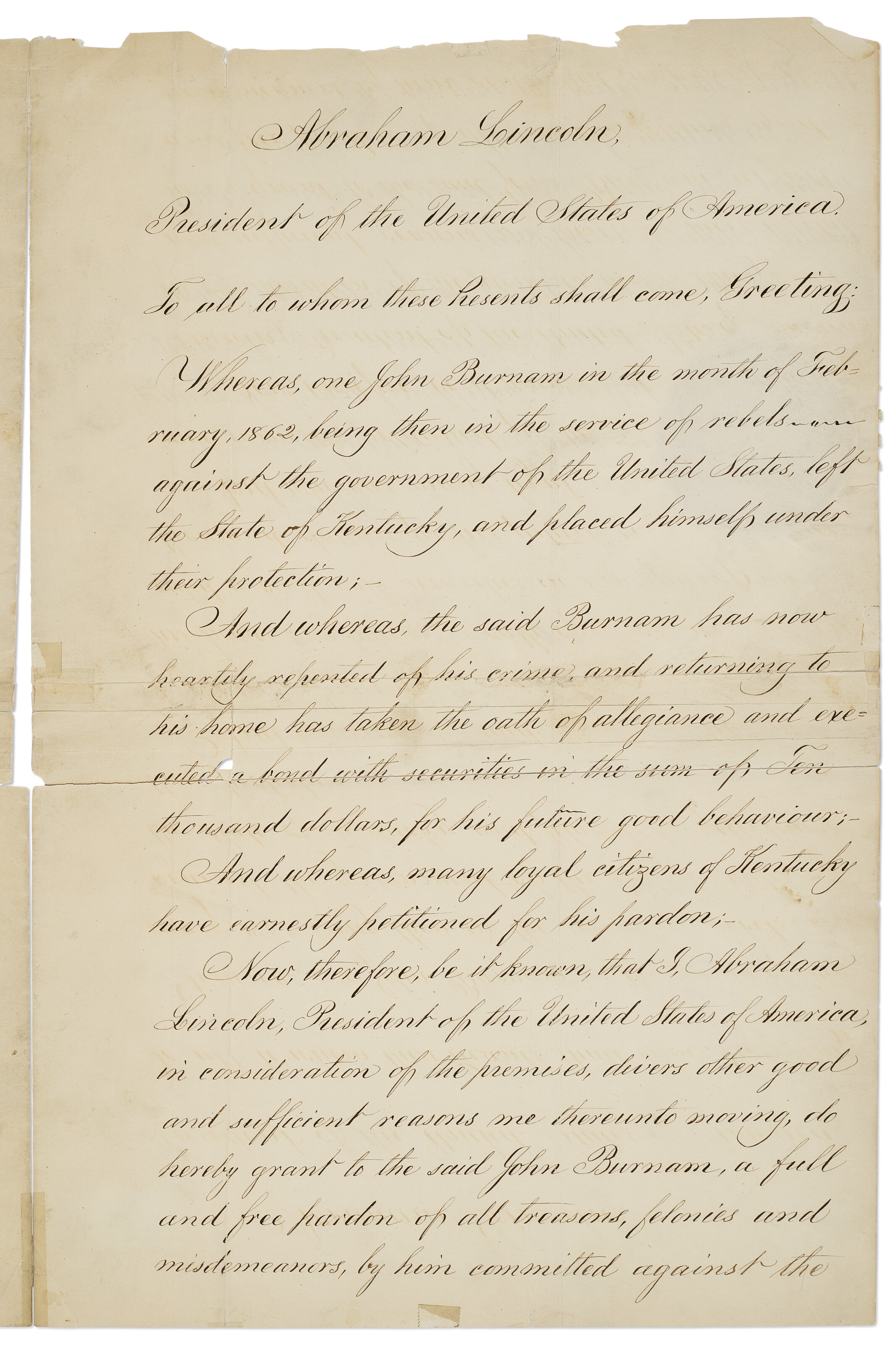 Pardoning the treasurer of the Confederate government of Kentucky ...