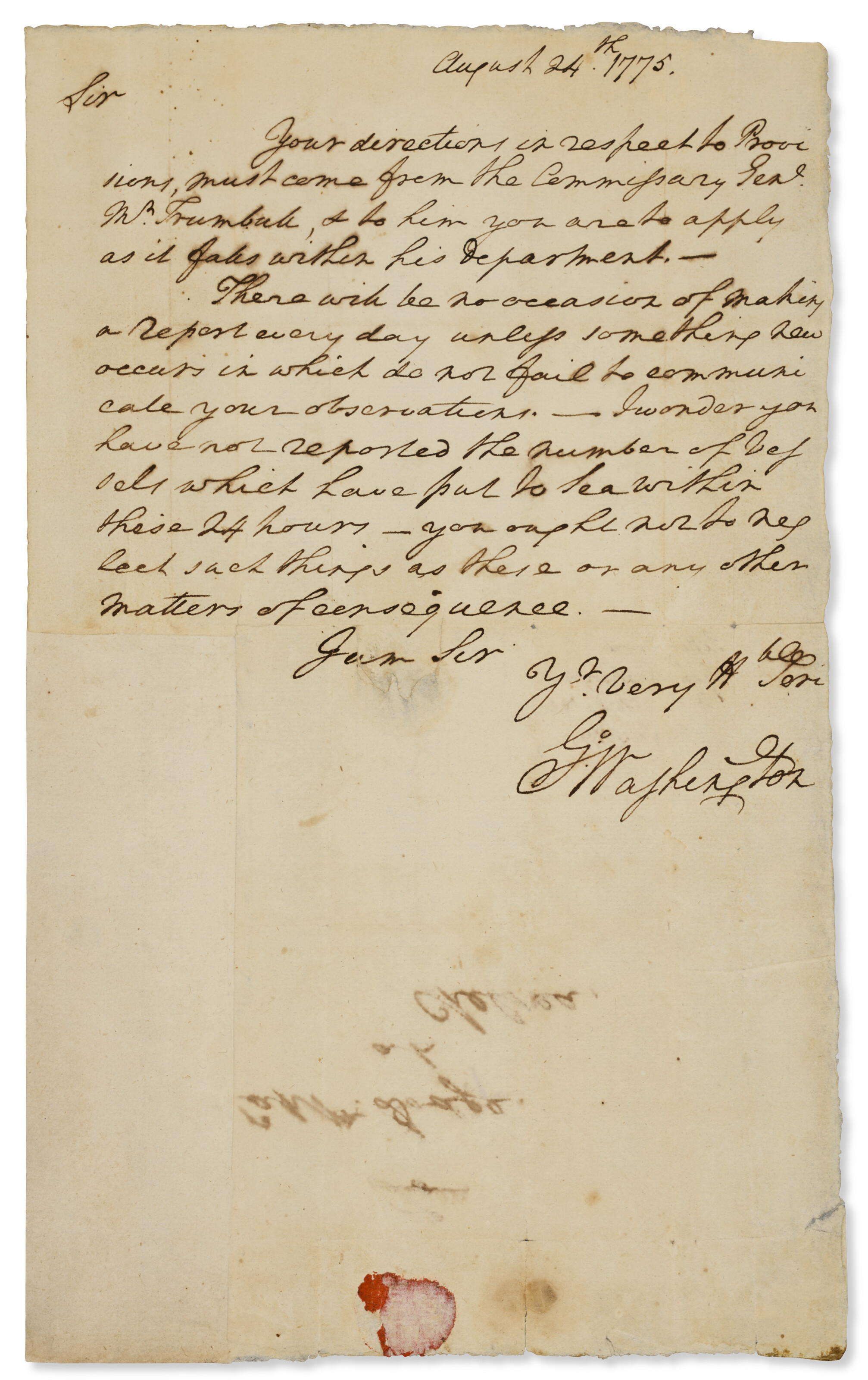 To Richard Dodge, George Washington, 24 August 1775 | Christie’s
