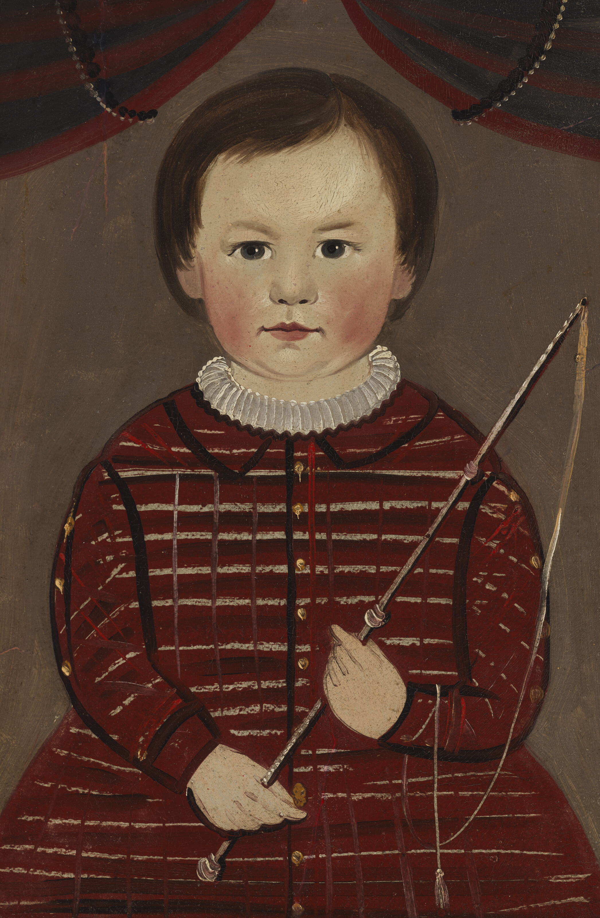 STURTEVANT J. HAMBLIN (1817-1884), Portrait of a Boy in Red with a Whip ...
