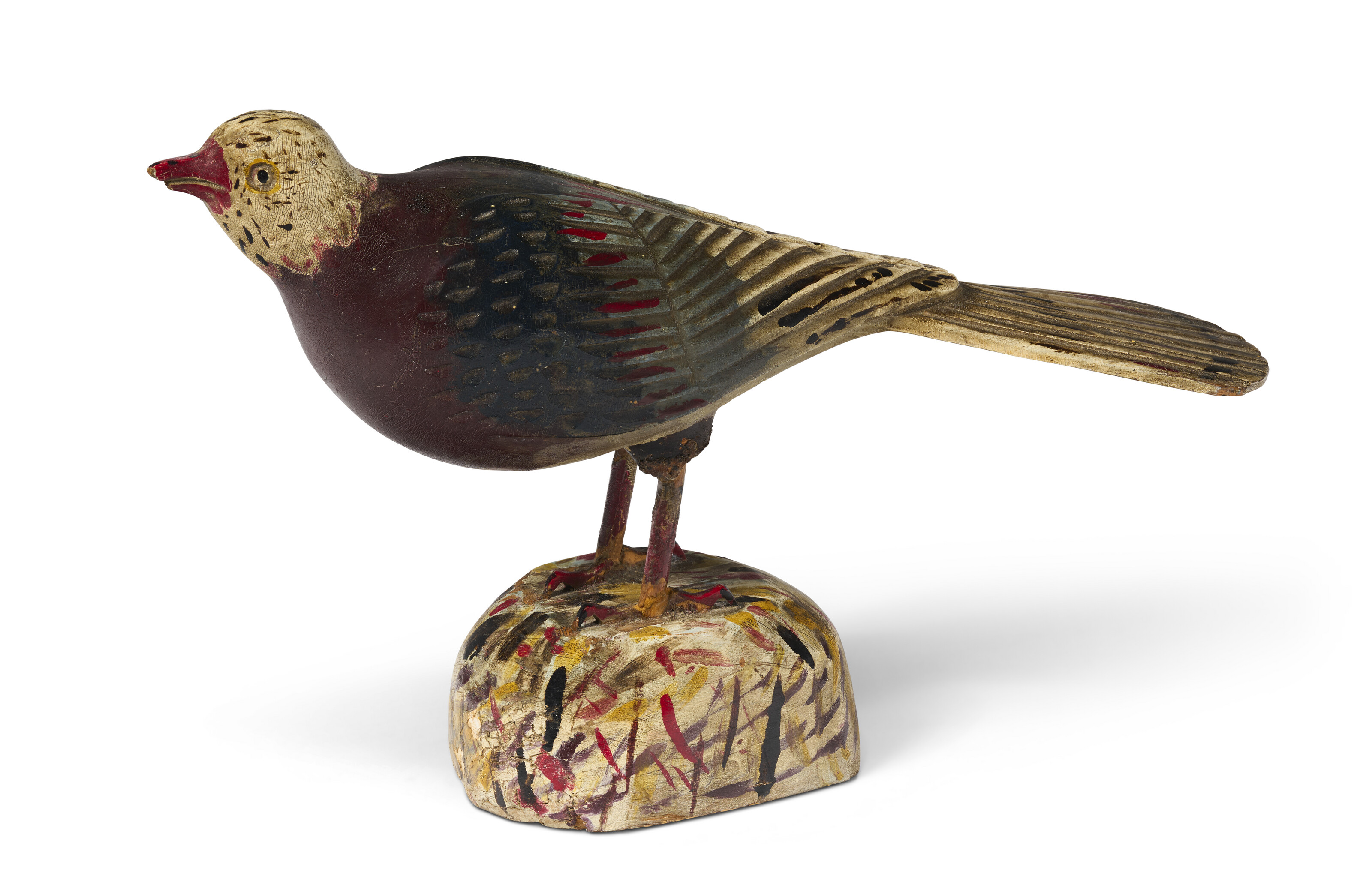 A CARVED AND PAINTED PLOVER-LIKE BIRD, POSSIBLY JOSEPH ROMAULD BERNIER ...