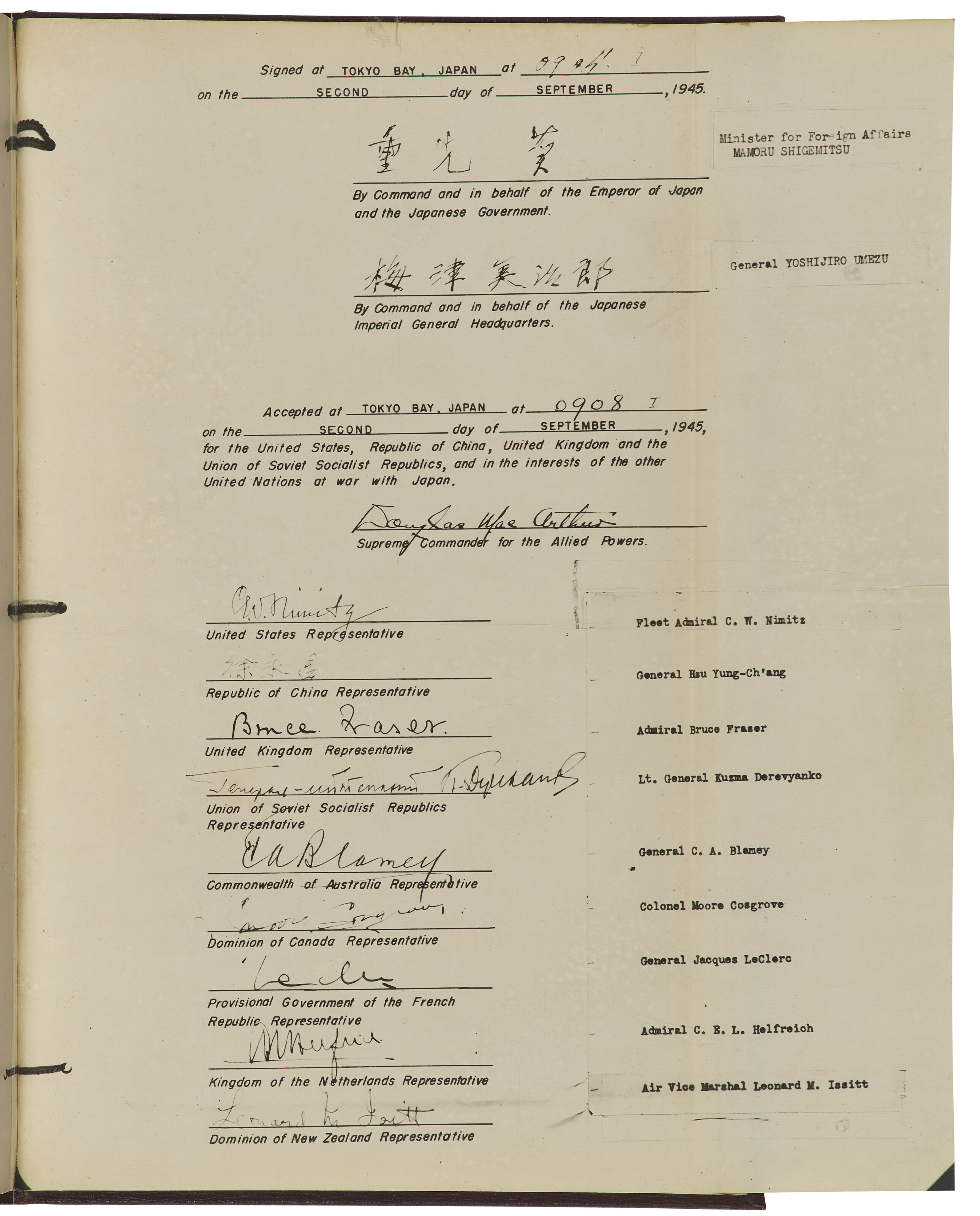 SERGEANT JEROME CHAPEK, Period copies of the Surrender Documents of the ...