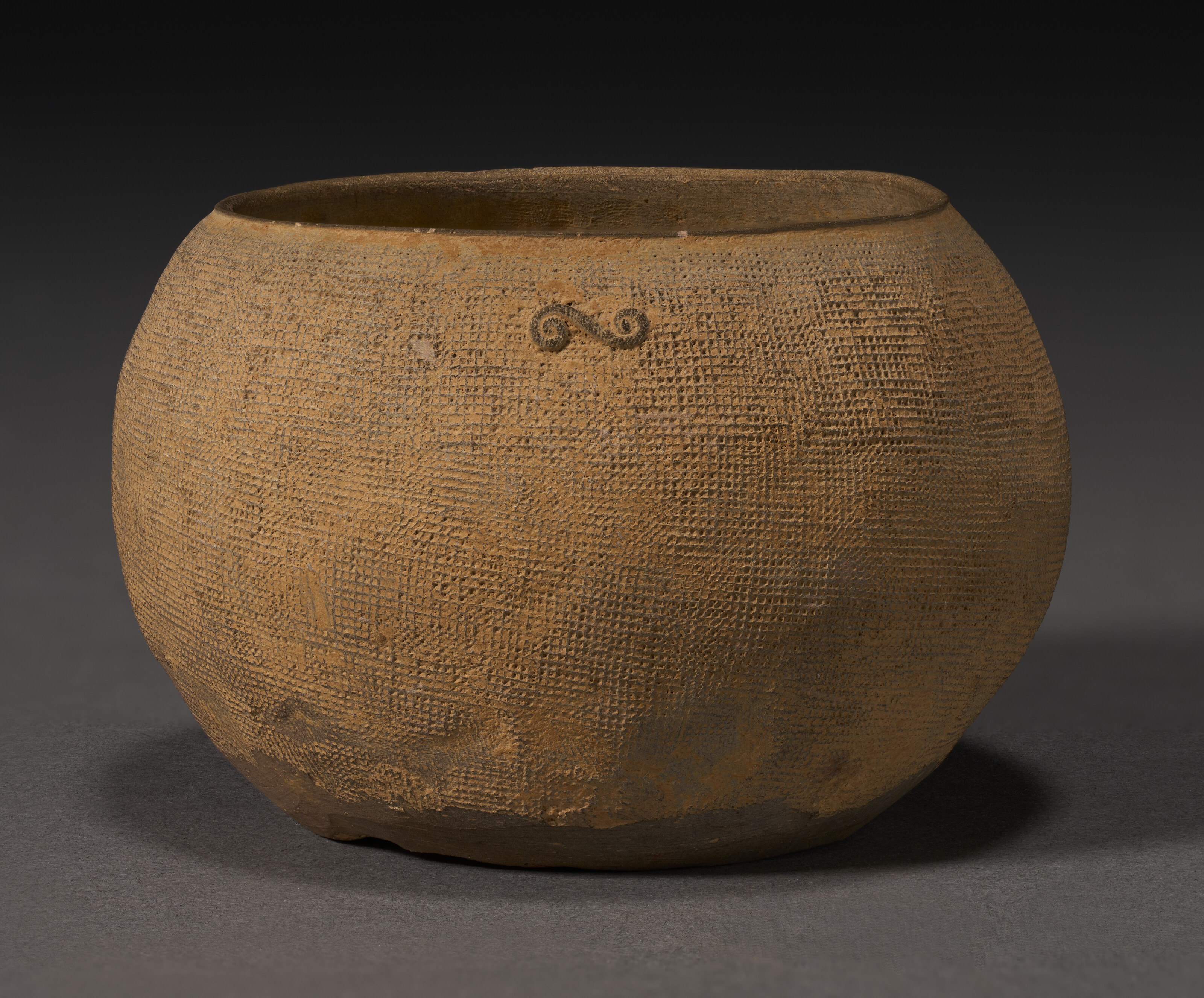 A SMALL FABRIC-IMPRESSED PROTO-PORCELAIN JAR, CHINA, WARRING STATES ...