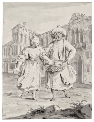 PIETRO ANTONIO NOVELLI (VENICE 1729-1804), Colombina touching Brighella ...