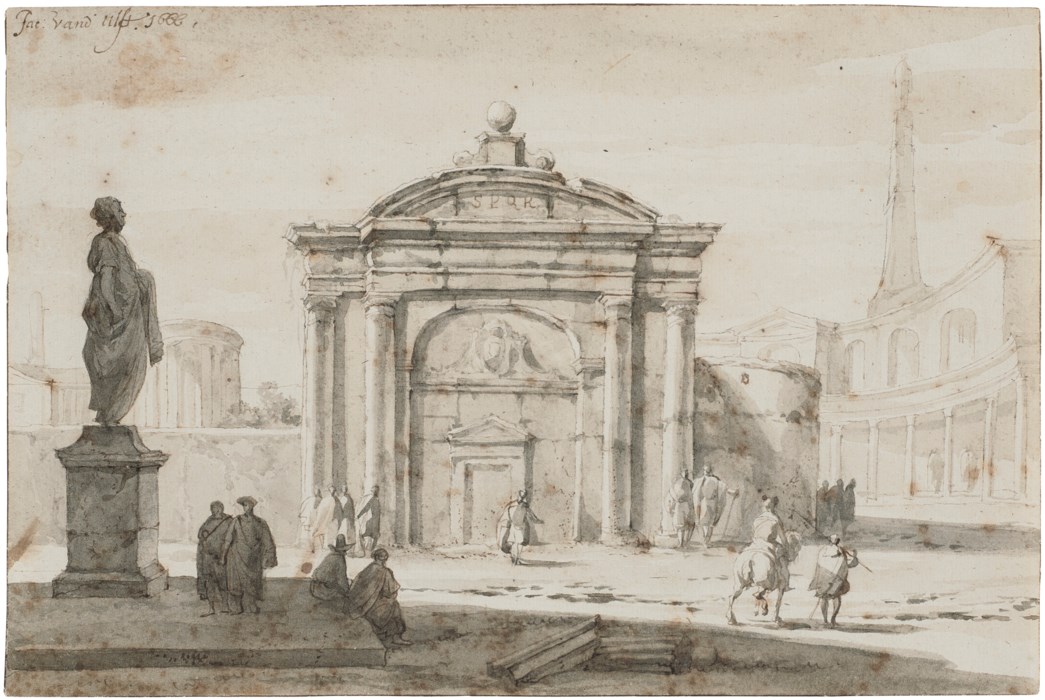 JACOB VAN DER ULFT (GORINCHEM 1627-1689 NOORDWIJK), Square with Roman ...
