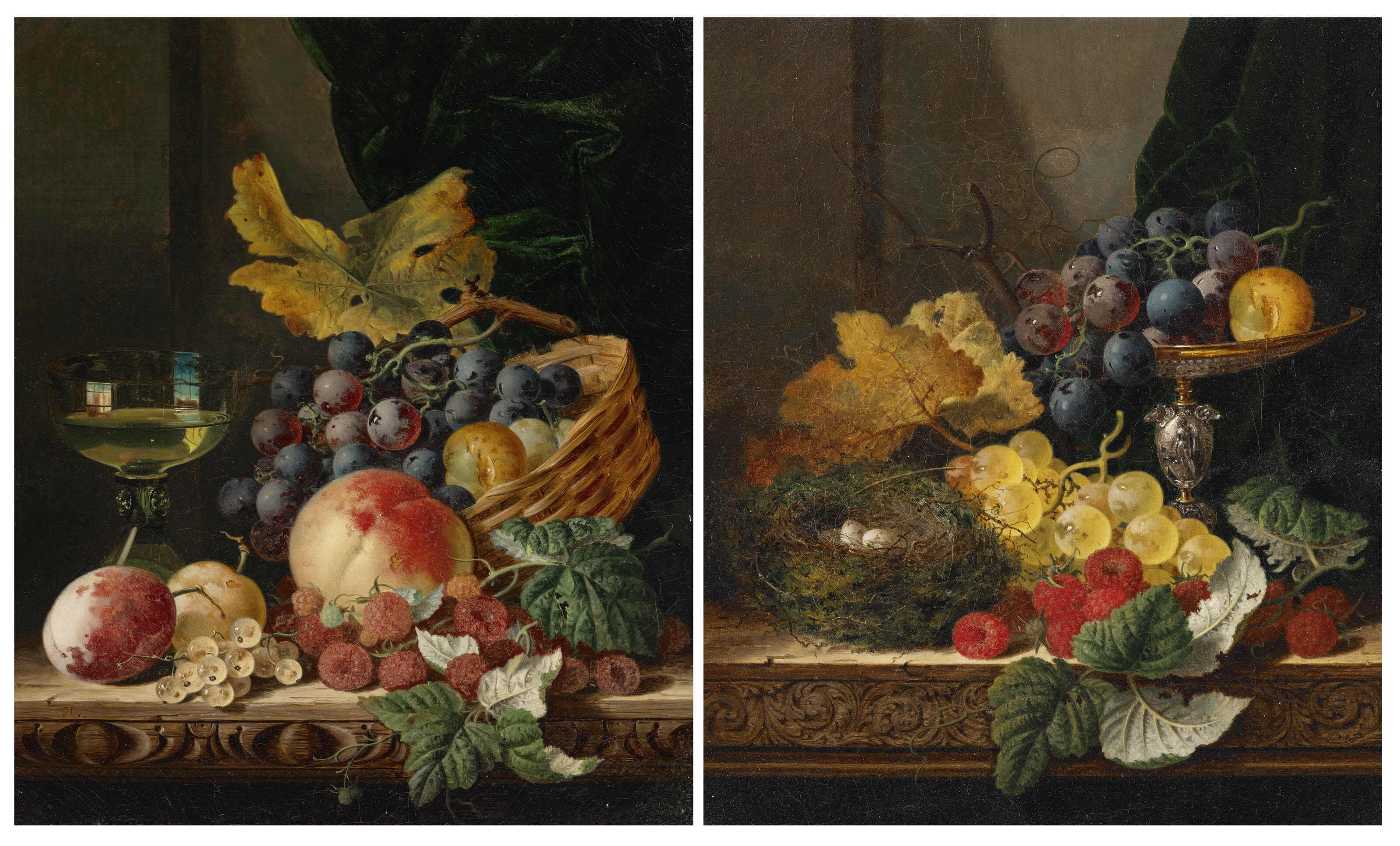 EDWARD LADELL (English, 1821-1886), Still life with raspberries ...