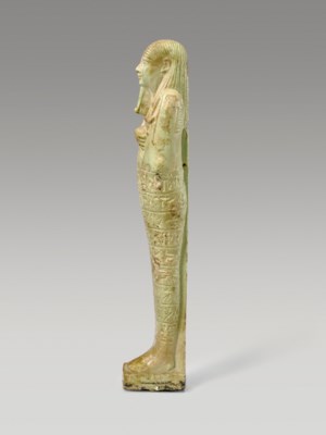 AN EGYPTIAN FAIENCE SHABTI FOR IMHOTEP, LATE PERIOD, 26TH DYNASTY, 664 ...