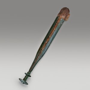 A VILLANOVAN BRONZE SCABBARD AND FRAGMENTARY IRON SWORD, CIRCA 800-700 ...