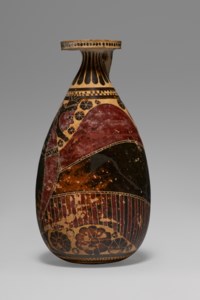 A LARGE CORINTHIAN BLACK-FIGURED ALABASTRON, ATTRIBUTED TO THE LUXUS ...