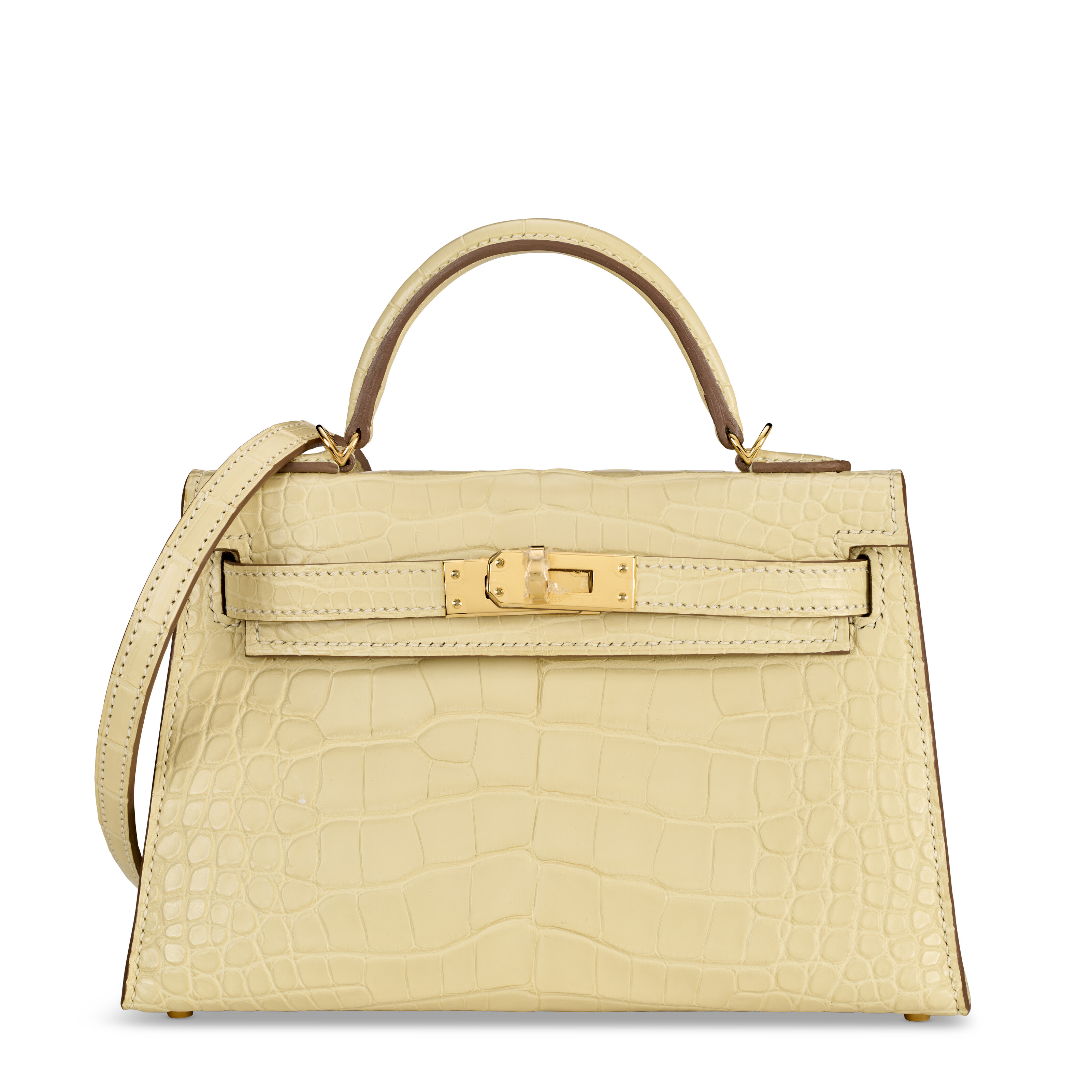 A MATTE VANILLE ALLIGATOR MINI KELLY 20 II WITH GOLD HARDWARE, HERMÈS ...