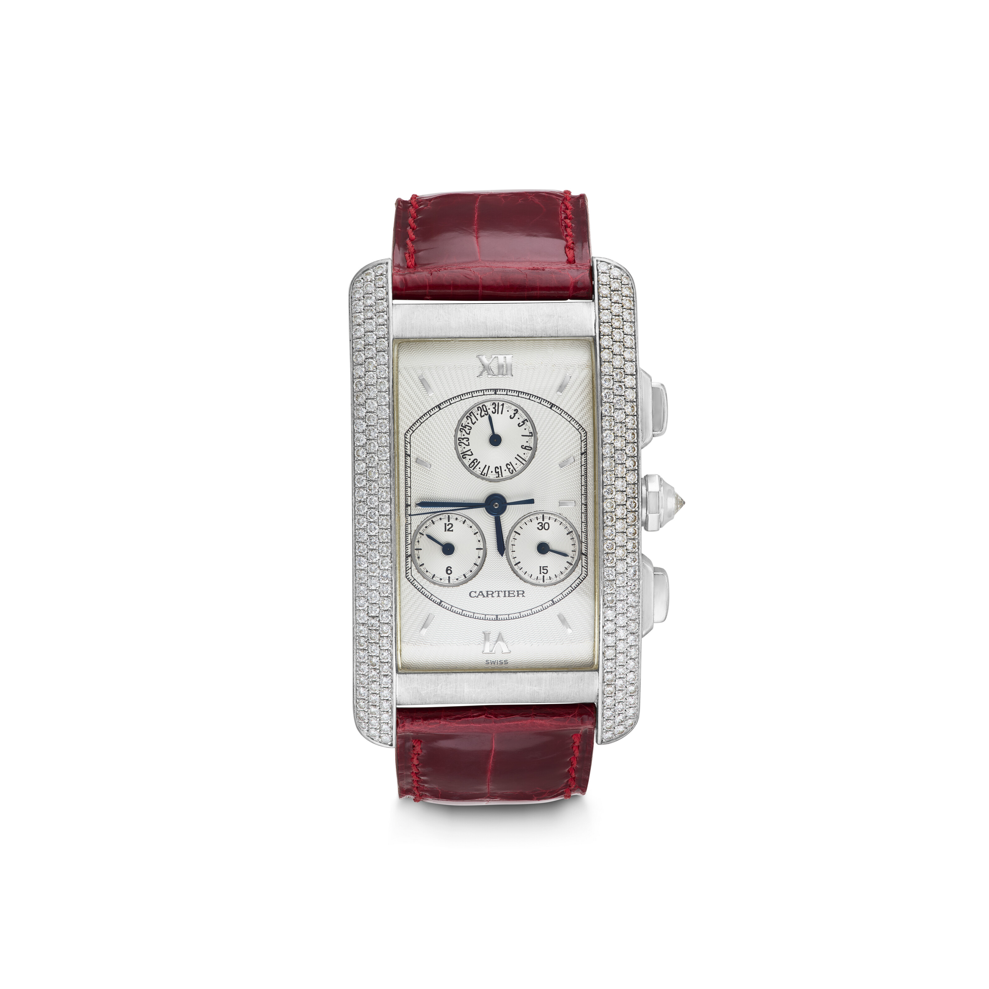 CARTIER DIAMOND AND GOLD 'TANK AMERICANE' CHRONOGRAPH WRISTWATCH ...