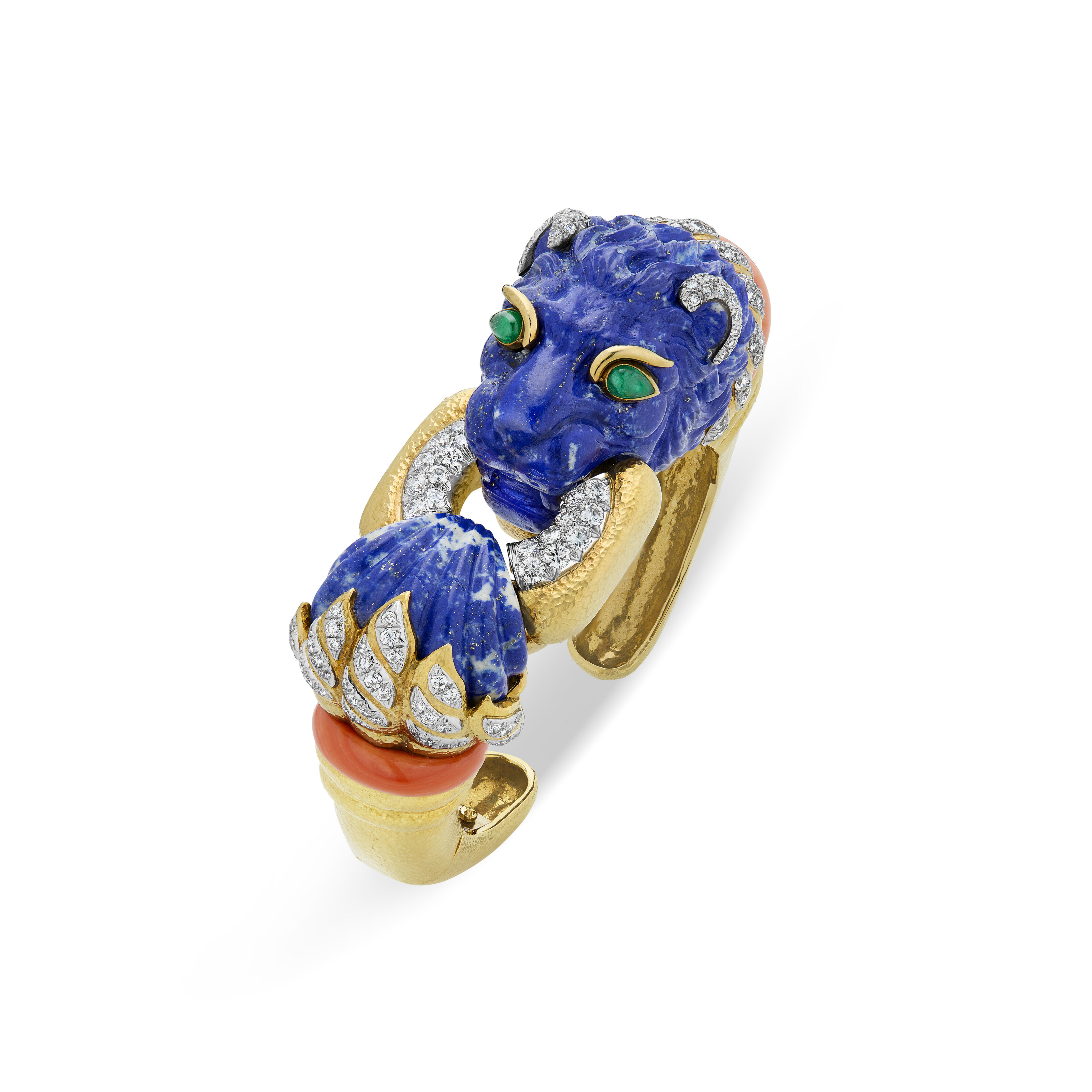 DAVID WEBB MULTI-GEM AND DIAMOND 'LION' CUFF BRACELET, | Christie’s