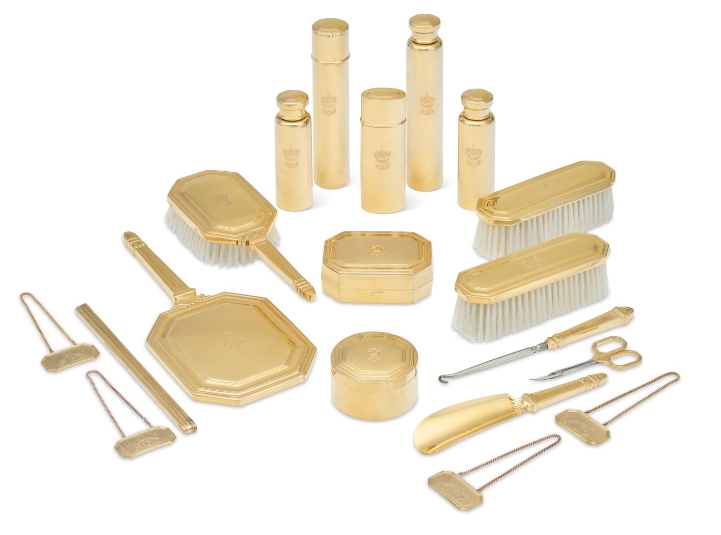 AN AMERICAN GOLD TRAVELLING DRESSING TABLE SERVICE, MARK OF TIFFANY ...