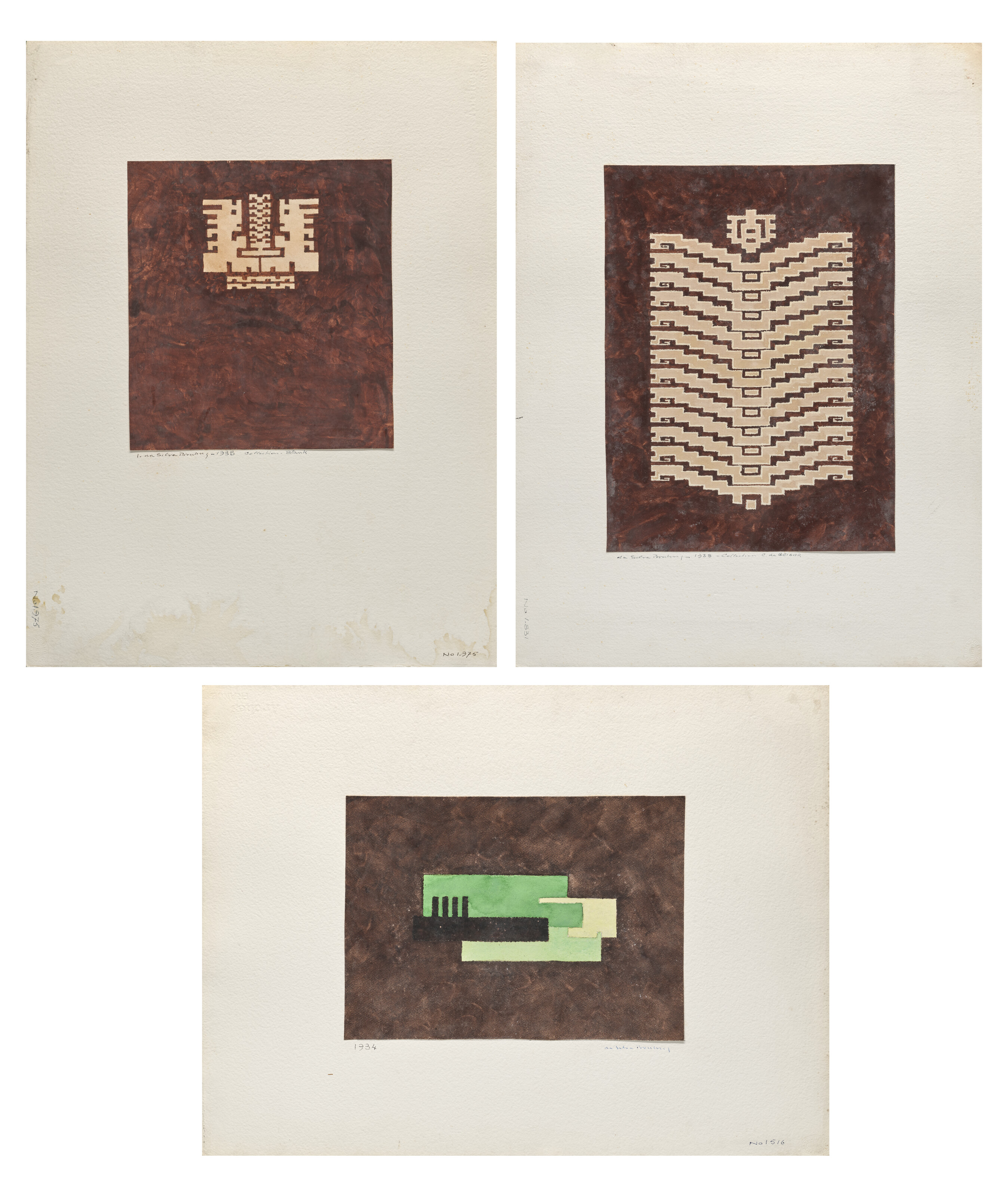 IVAN DA SILVA BRUHNS (1881-1980), Ensemble de 3 projets de tapis, 1934 ...