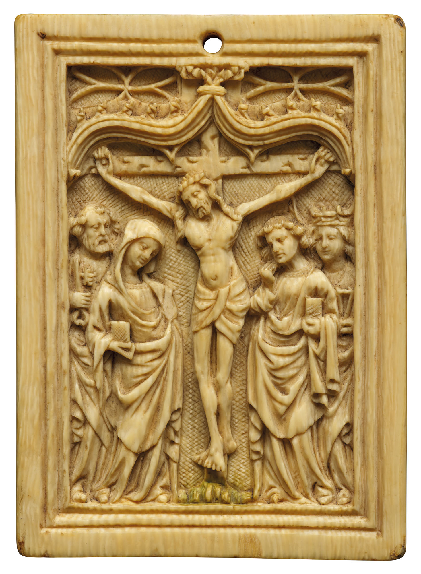 PLAQUE EN IVOIRE SCULPTÉ REPRÉSENTANT LA CRUCIFIXION - auctions & price archive