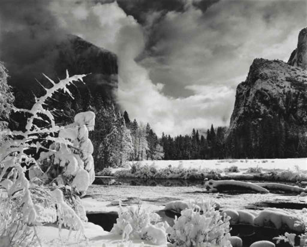 ANSEL ADAMS (1902-1984) , Gates of the Valley, Winter, Yosemite, c ...