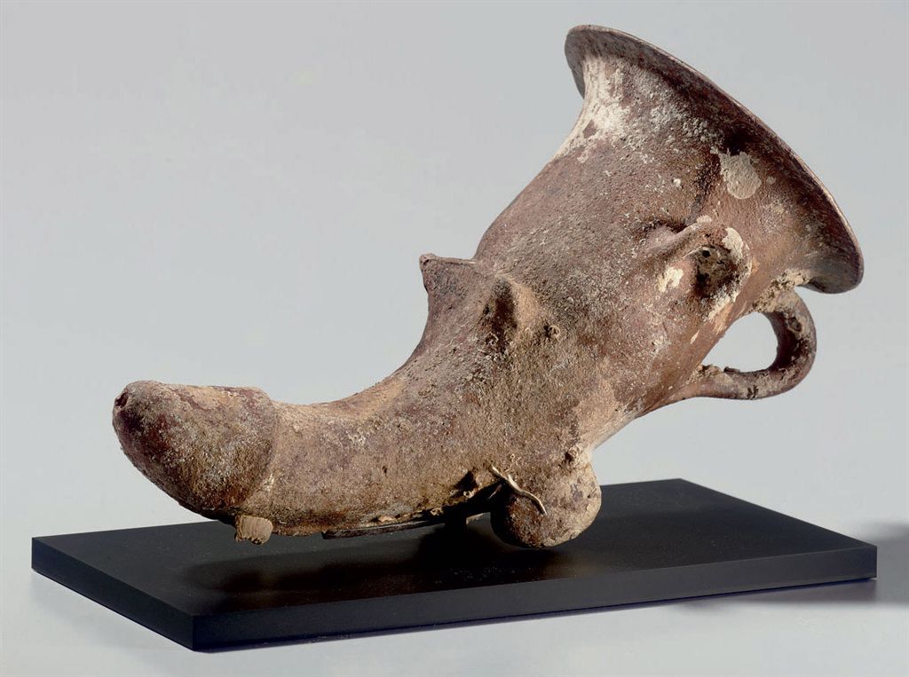 A GREEK TERRACOTTA RHYTON , CLASSICAL PERIOD, CIRCA 4TH CENTURY B.C ...