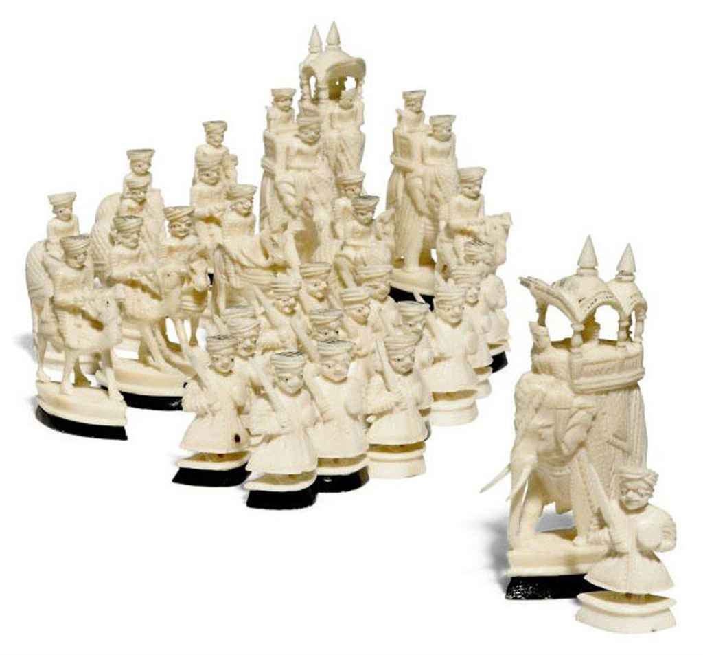 AN INDIAN CARVED IVORY CHESS SET , CIRCA 1930'S | Christie's