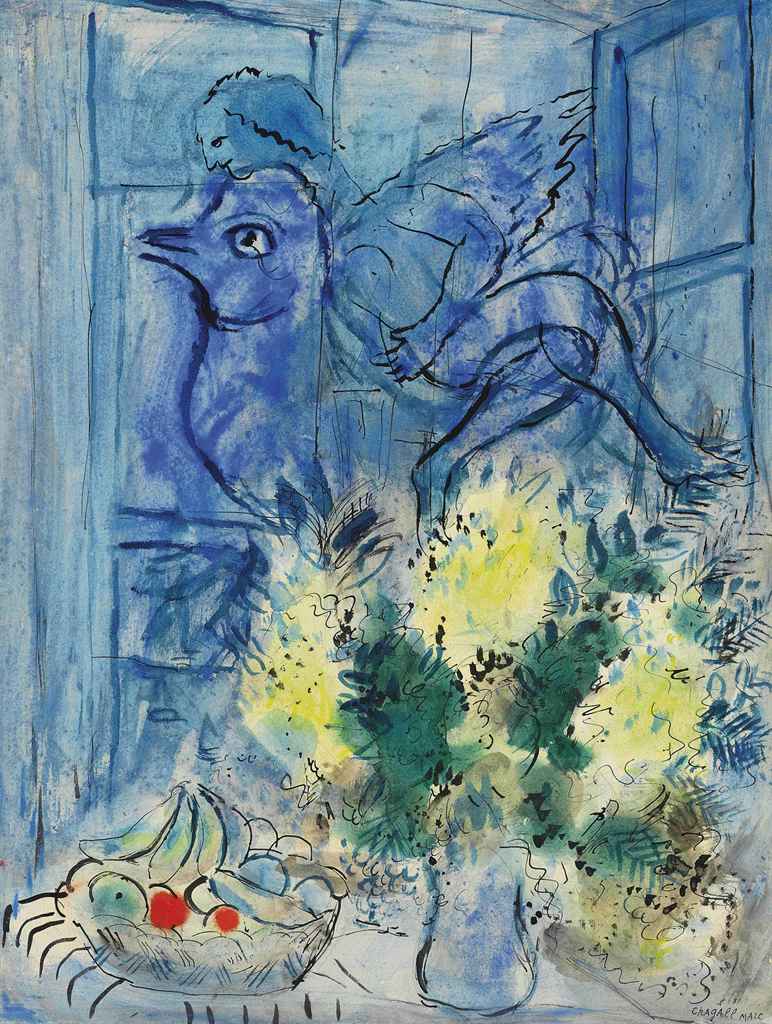 Marc CHAGALL 1887 - 1985 Fleurs et amants - 1935 - auctions & price archive
