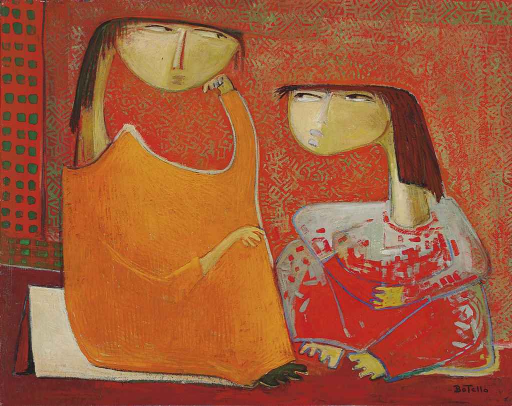 Angel Botello (Spanish/Puerto Rican 1913-1986) , Two Women in Red ...