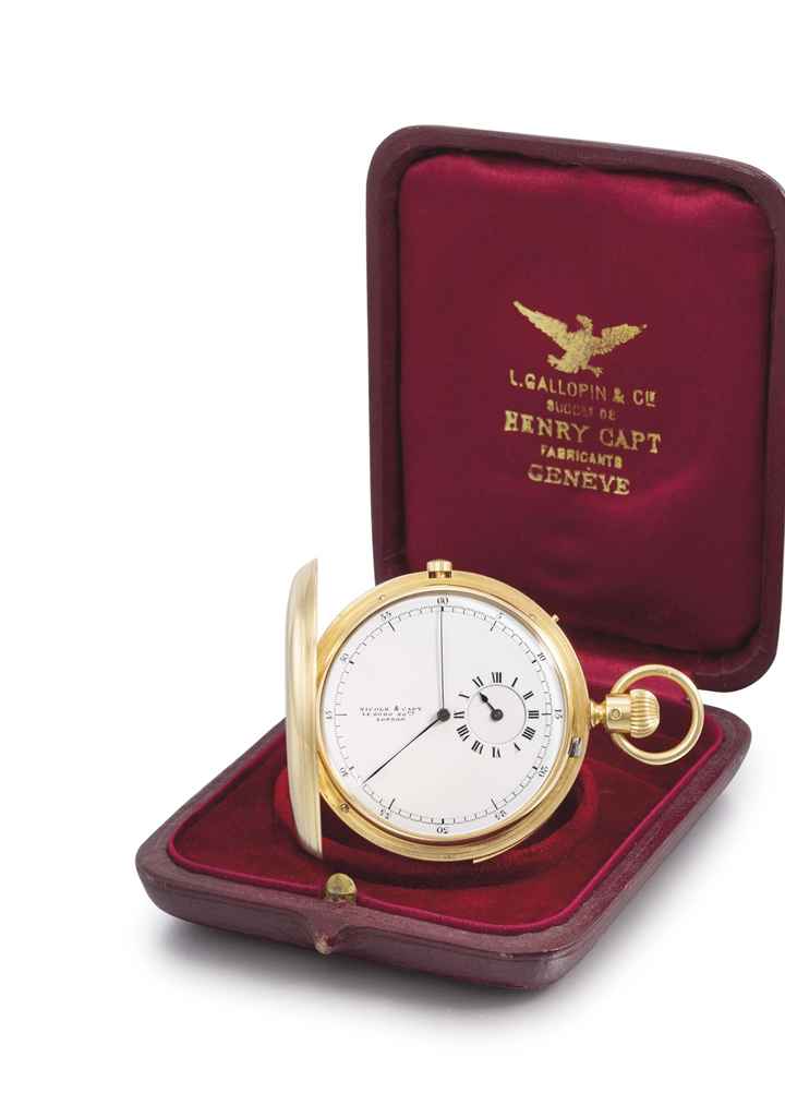 Nielsen & Capt A fine, rare and unusual 18K gold hunter case ...