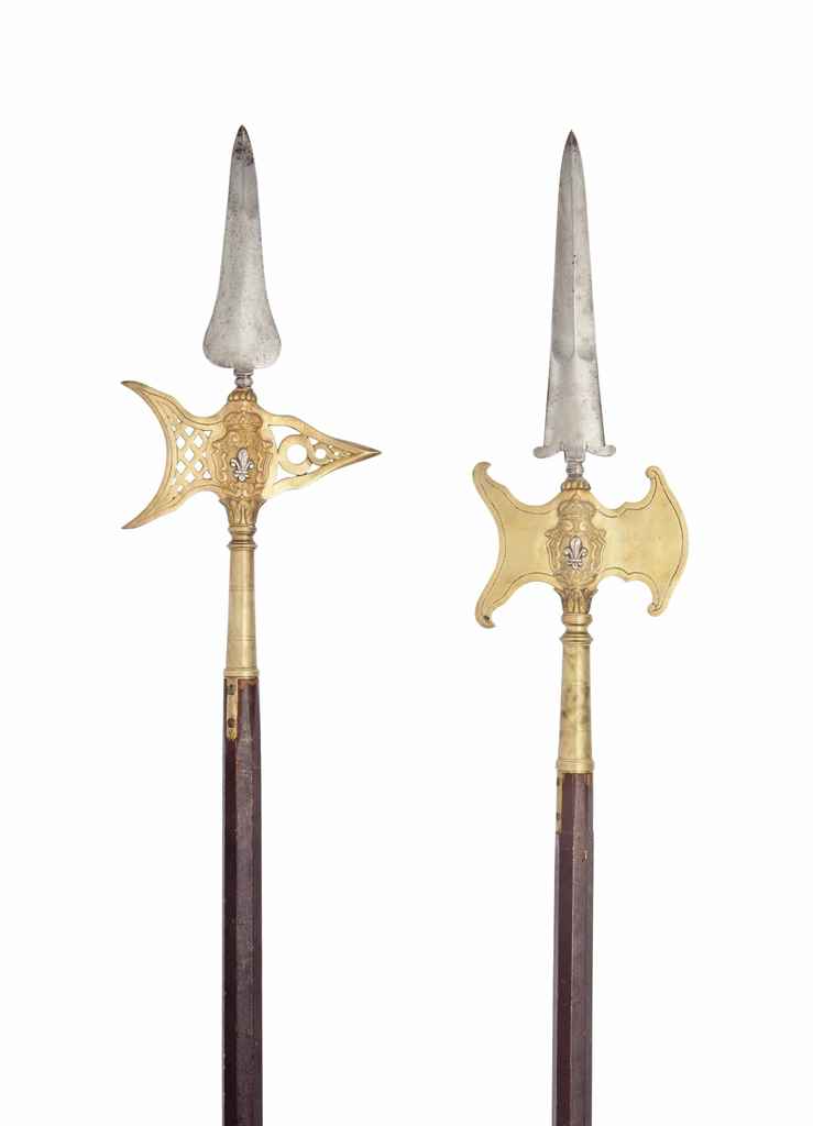 TWO CEREMONIAL HALBERDS BELIEVED TO BE FOR THE GUARD OF THE DUKE OF ...