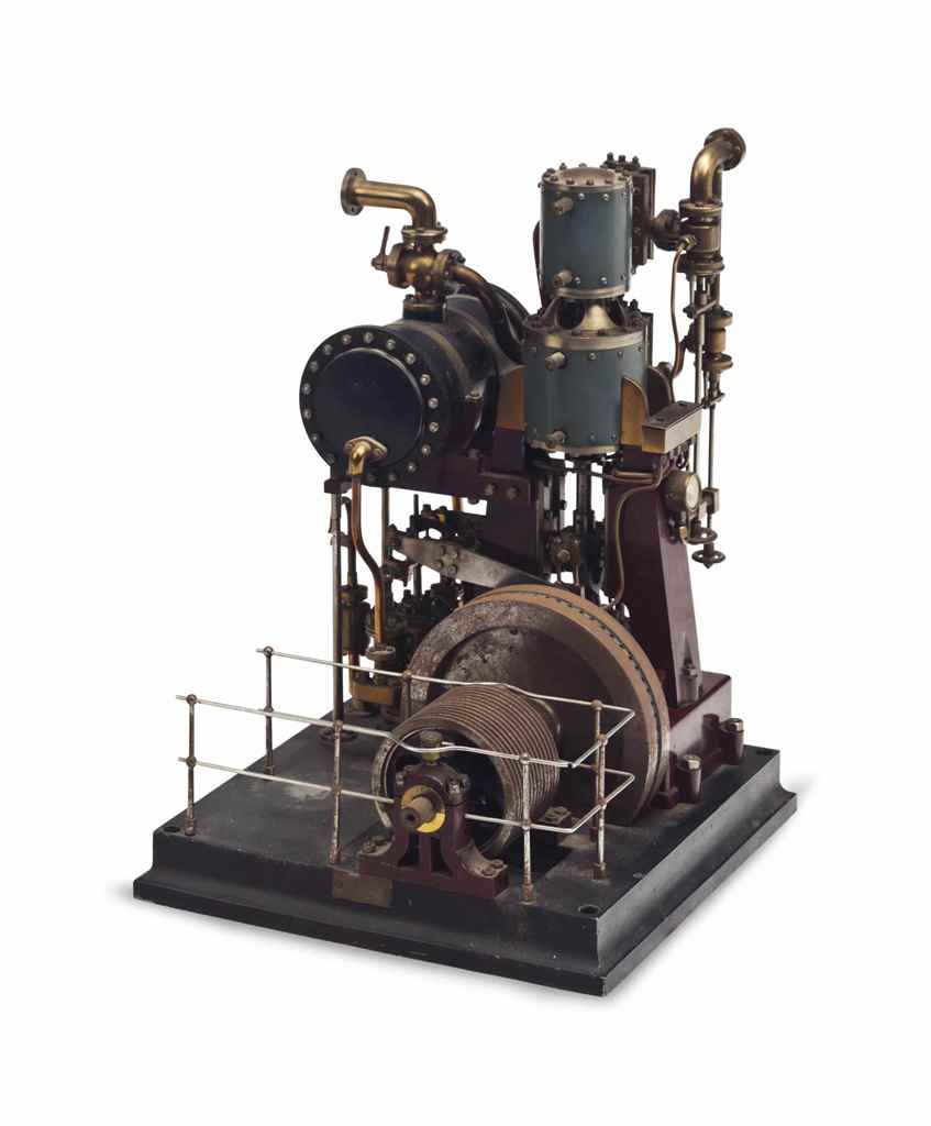 3 Vertical Steam Engine Cutaway Models, c. 1920 - auctions & price archive