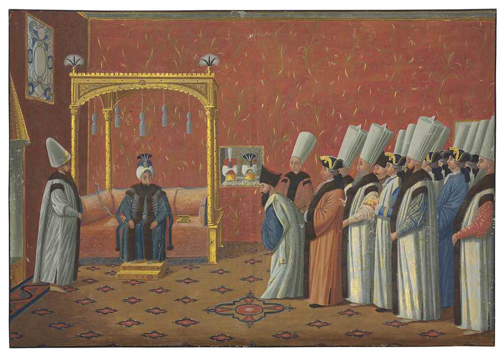 TWO OTTOMAN COURT SCENES , AFTER AN ENGRAVING BY ANTOINE DE FAVRAY ...