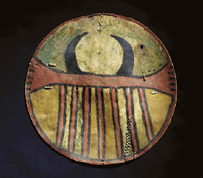 A JEMEZ POLYCHROME BUFFALO HIDE SHIELD | Christie's