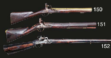 A Rare 140-Bore Irish Three-Barrel All-Steel Percussion Box-Lock Pistol ...