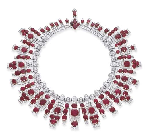 Art Deco: A MAGNIFICENT RUBY AND DIAMOND NECKLACE by Cartier ...