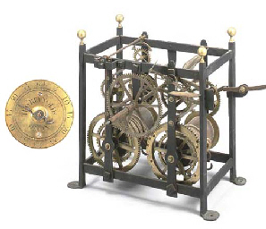 An early George III iron and brass two train small turret clock ...