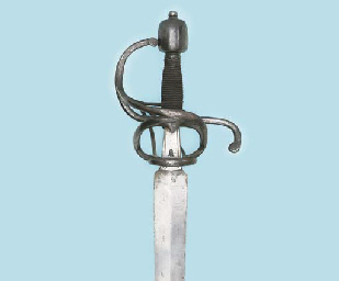 A GERMAN SWEPT-HILT SWORD in late 16th Century style, with broad double ...