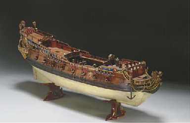 A dockyard style model of the French sixth rate ship L'Hesperide of ...