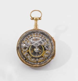 Terrot & Fazy A fine 18K gold and paste-set openface skeleto ...